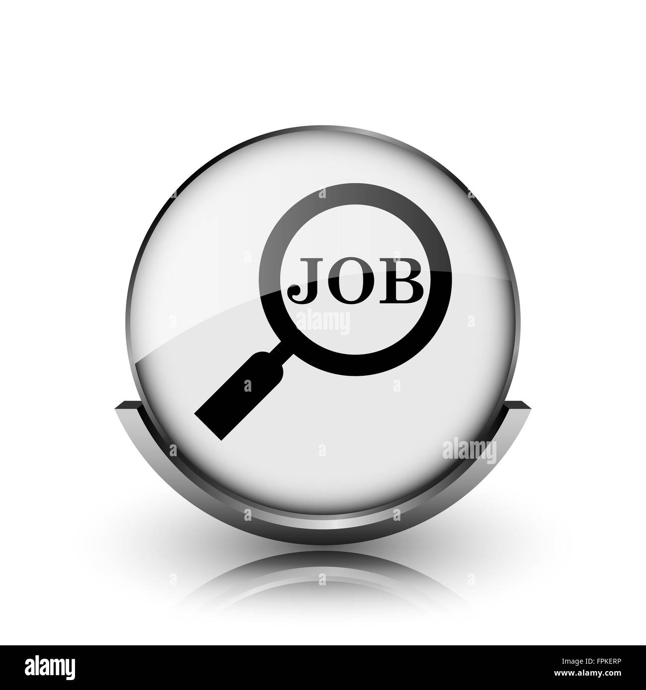 Search for job icon. Shiny glossy internet button on white background ...