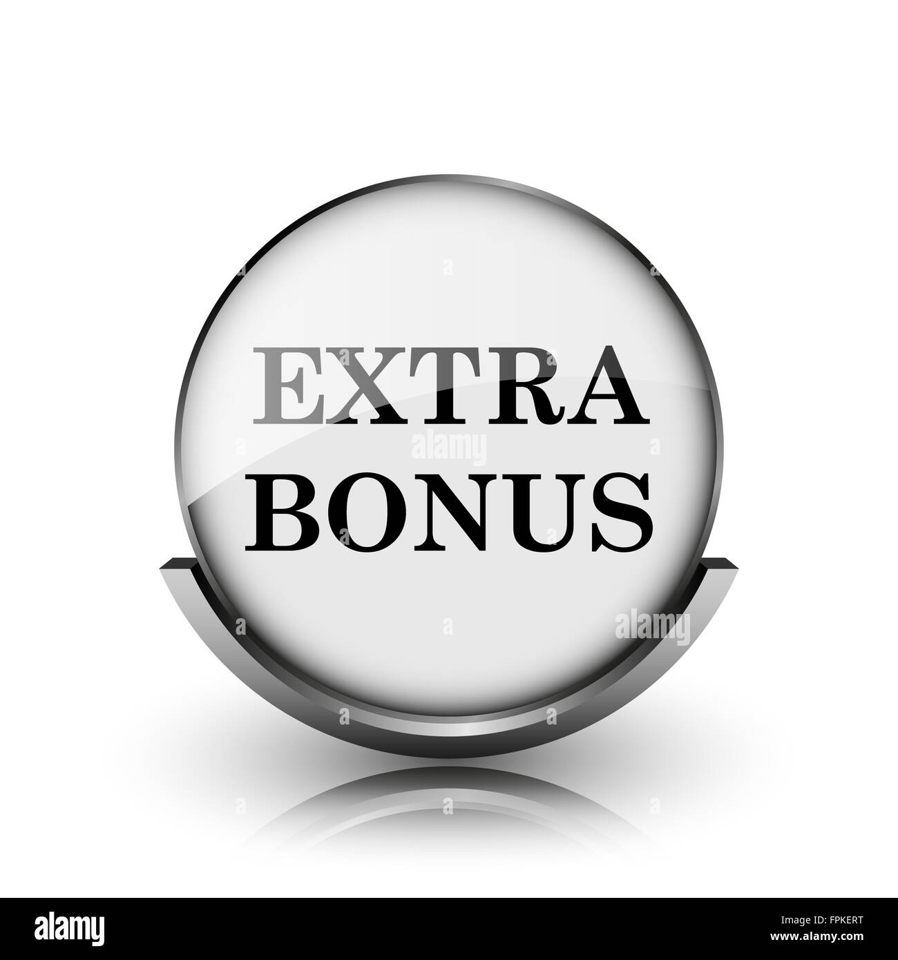 Extra bonus icon. Shiny glossy internet button on white background ...