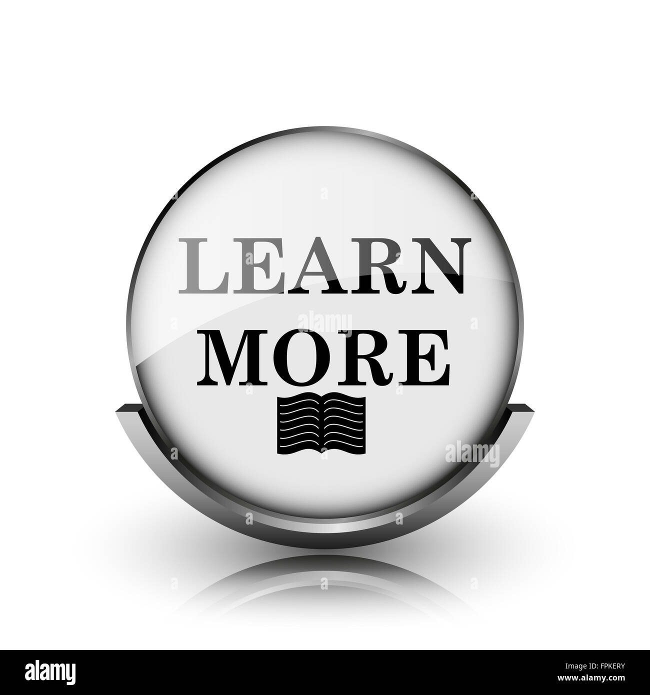 Learn more icon. Shiny glossy internet button on white background Stock ...