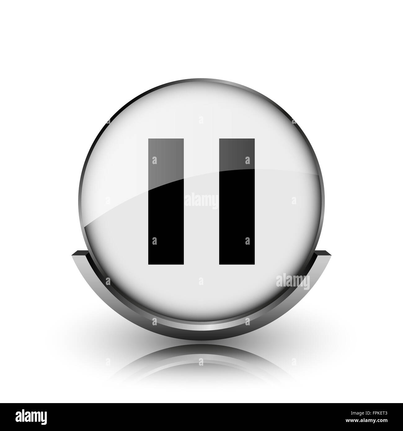 Pause icon. Shiny glossy internet button on white background Stock ...