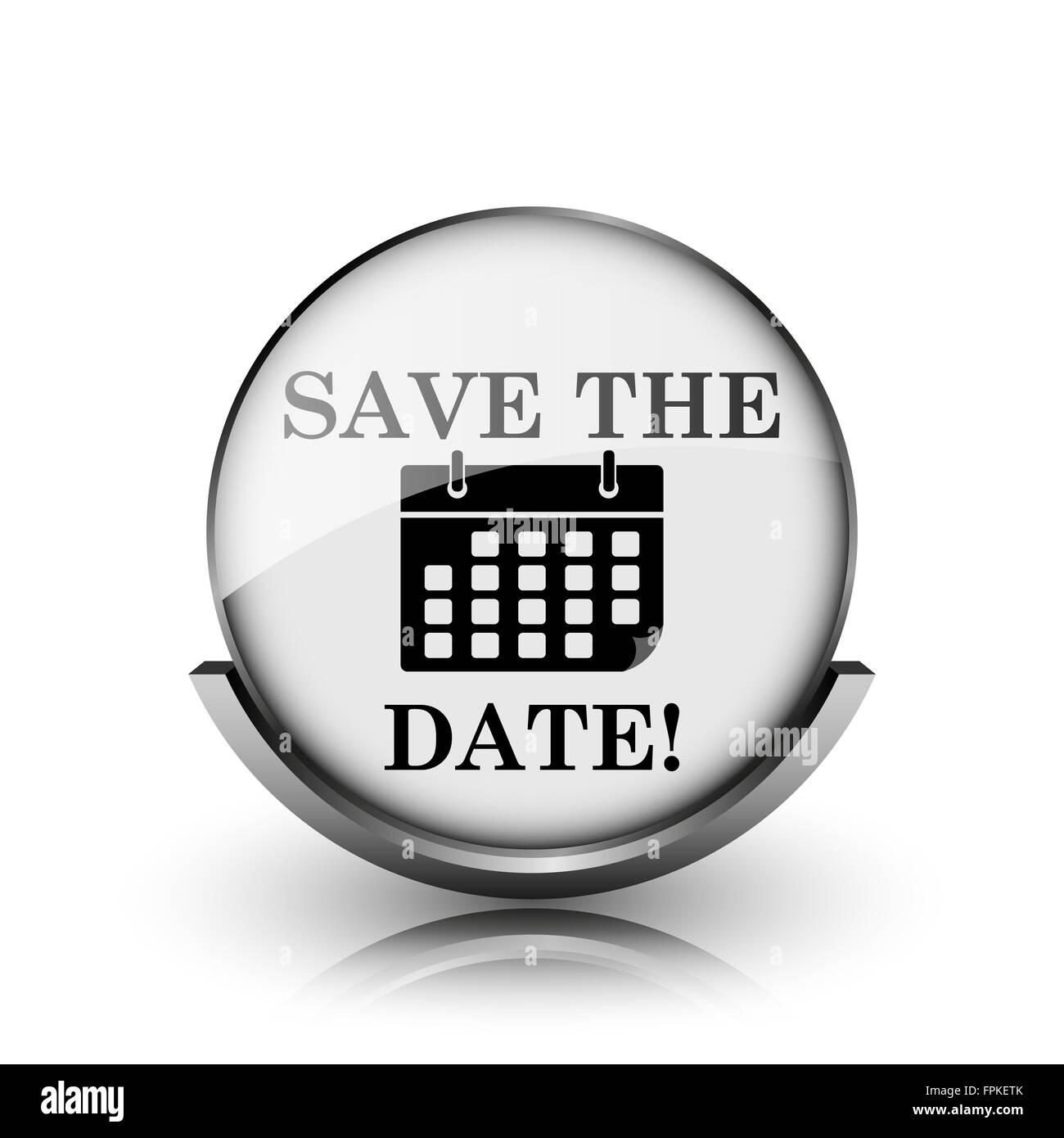 Save the date icon. Shiny glossy internet button on white background ...
