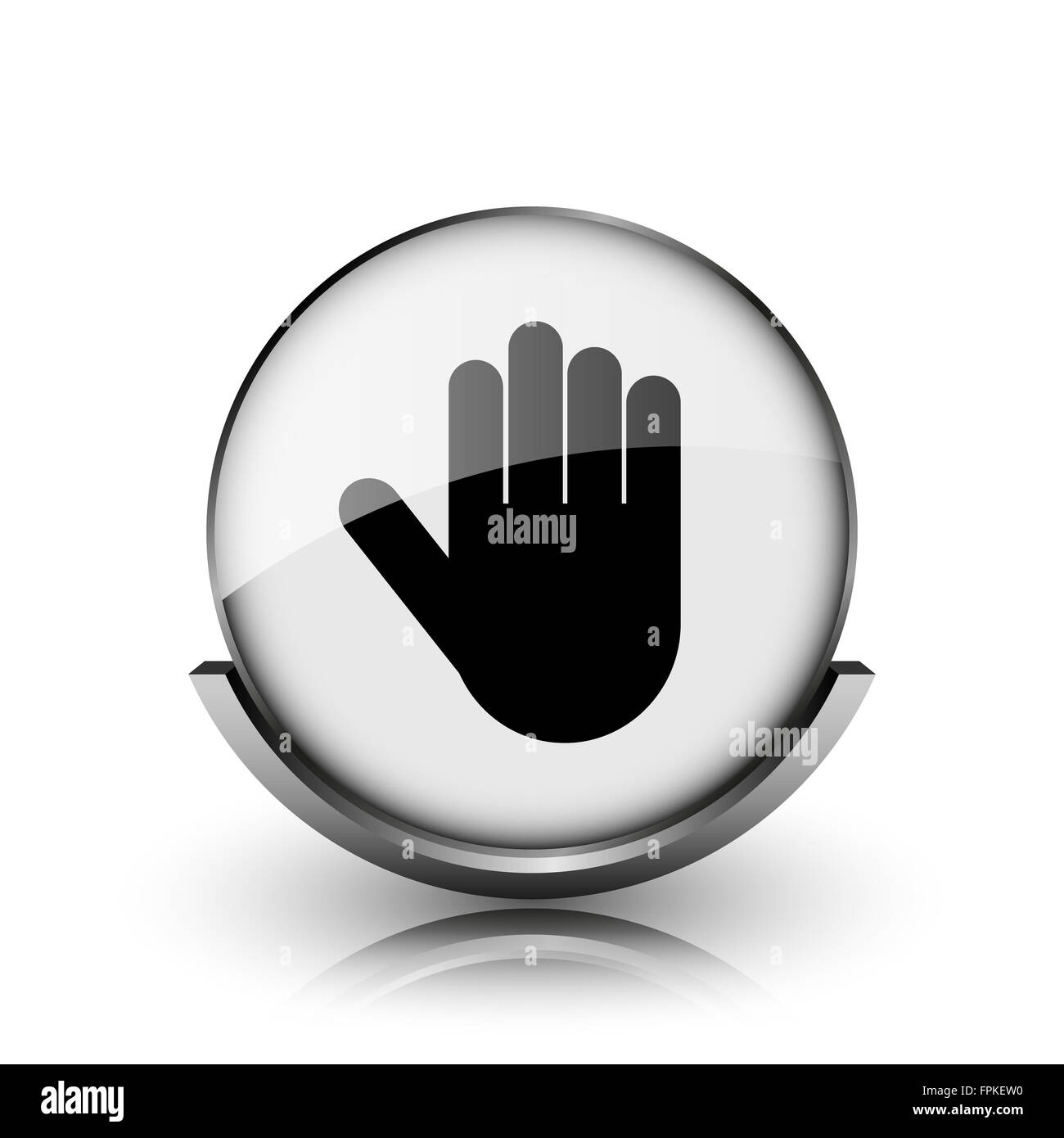 Stop icon. Shiny glossy internet button on white background Stock Photo ...