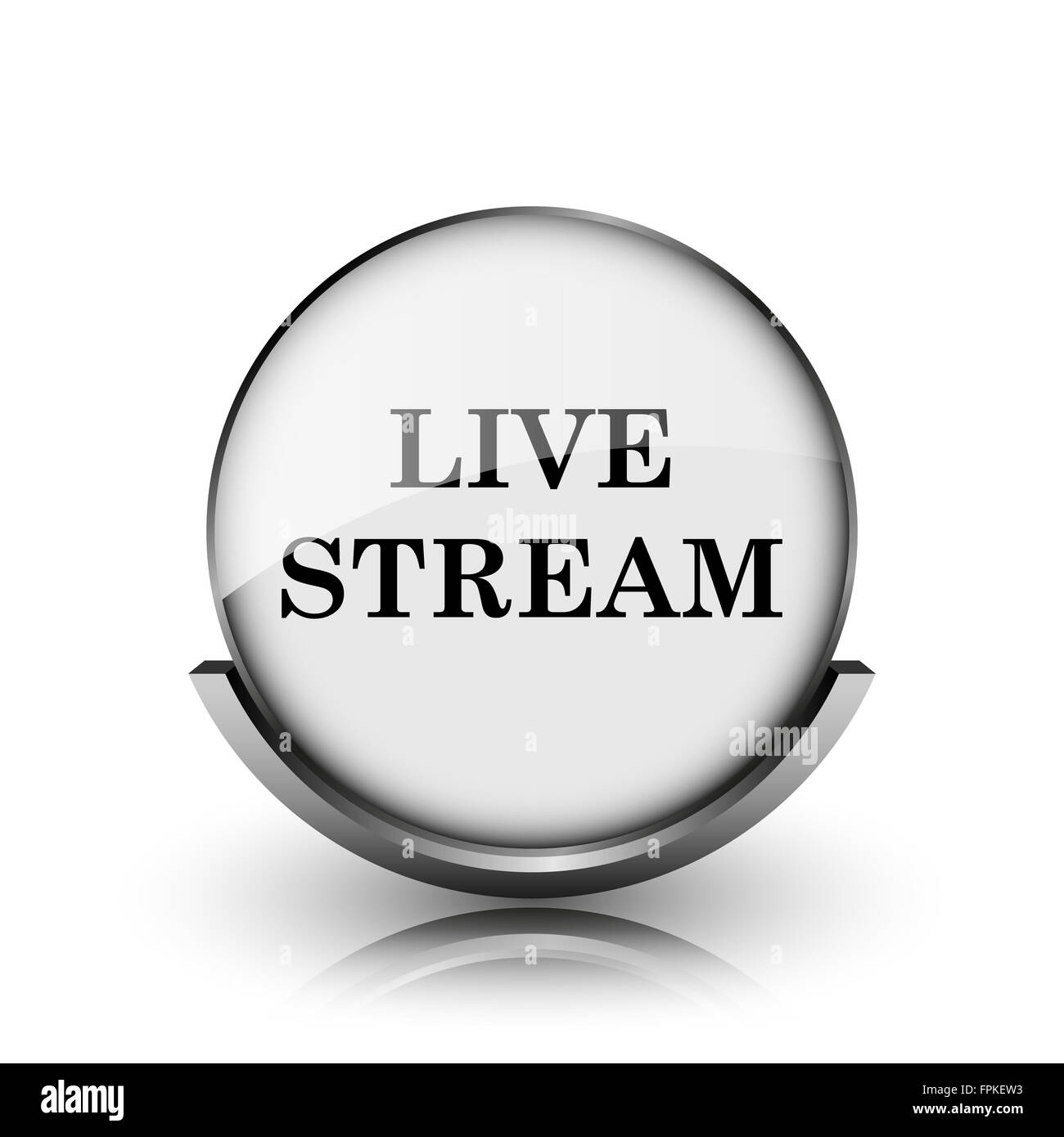 Live stream icon. Shiny glossy internet button on white background ...