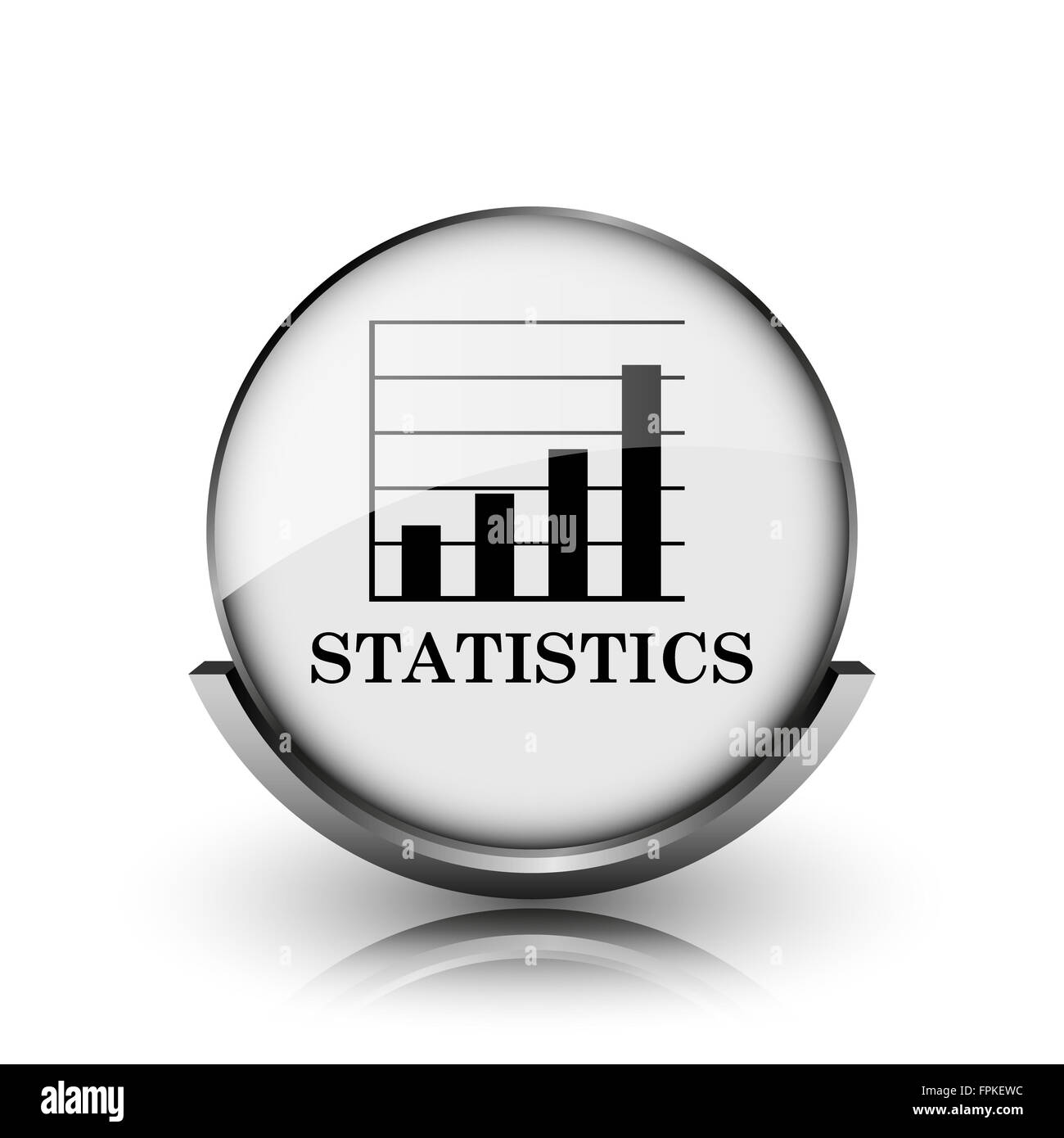 Statistics icon. Shiny glossy internet button on white background Stock ...