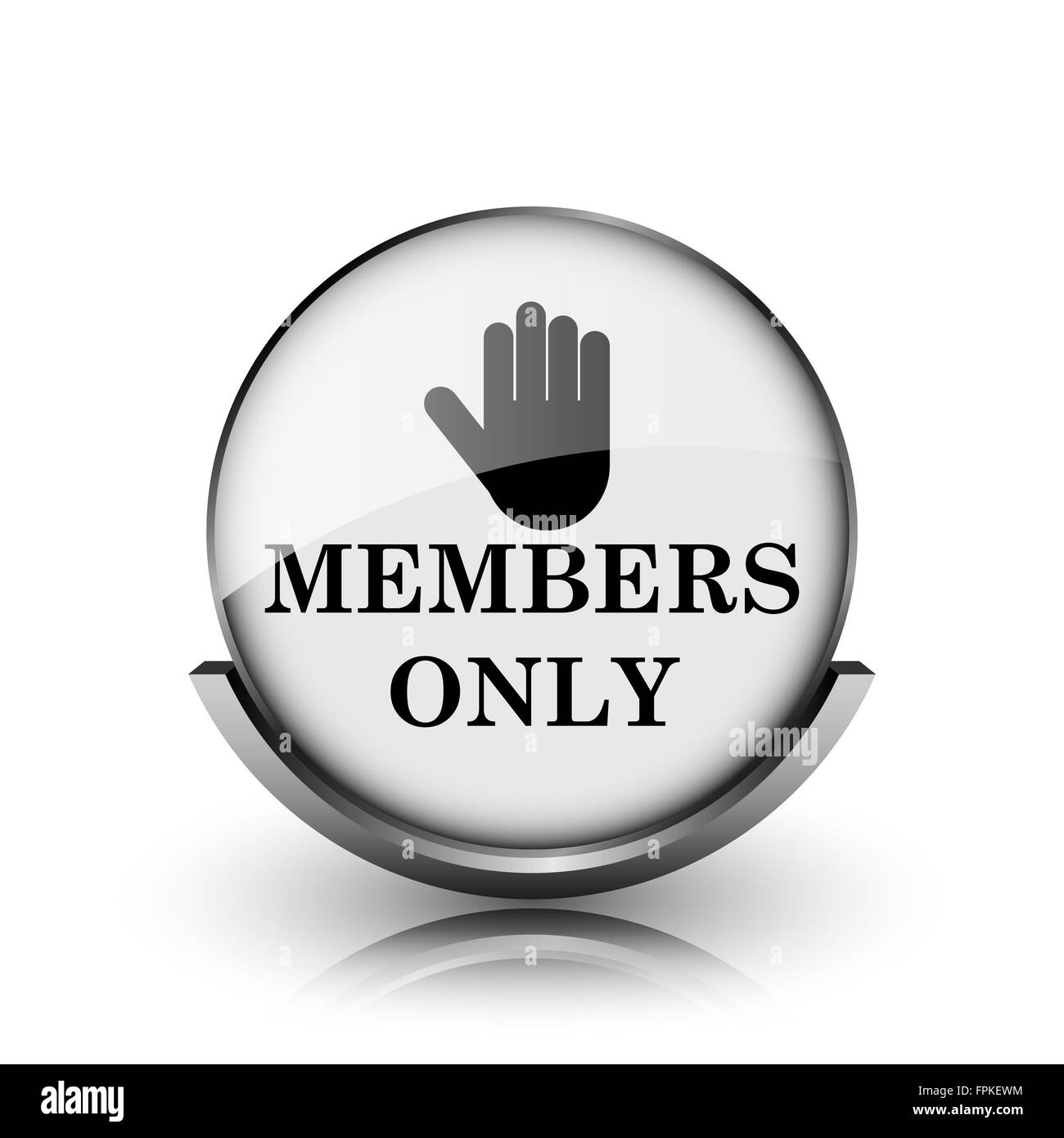 Members only icon. Shiny glossy internet button on white background ...