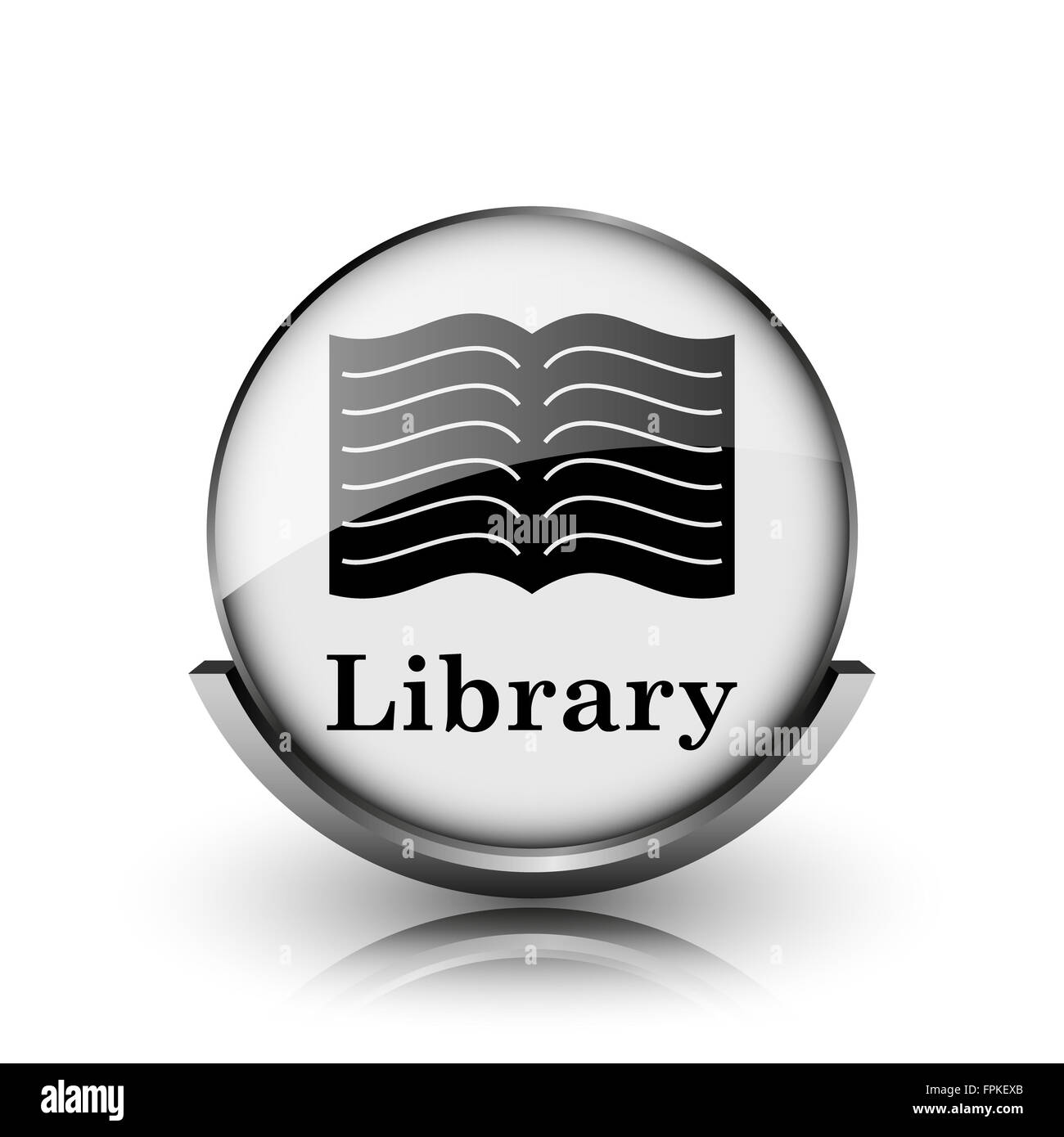 Library icon. Shiny glossy internet button on white background Stock ...