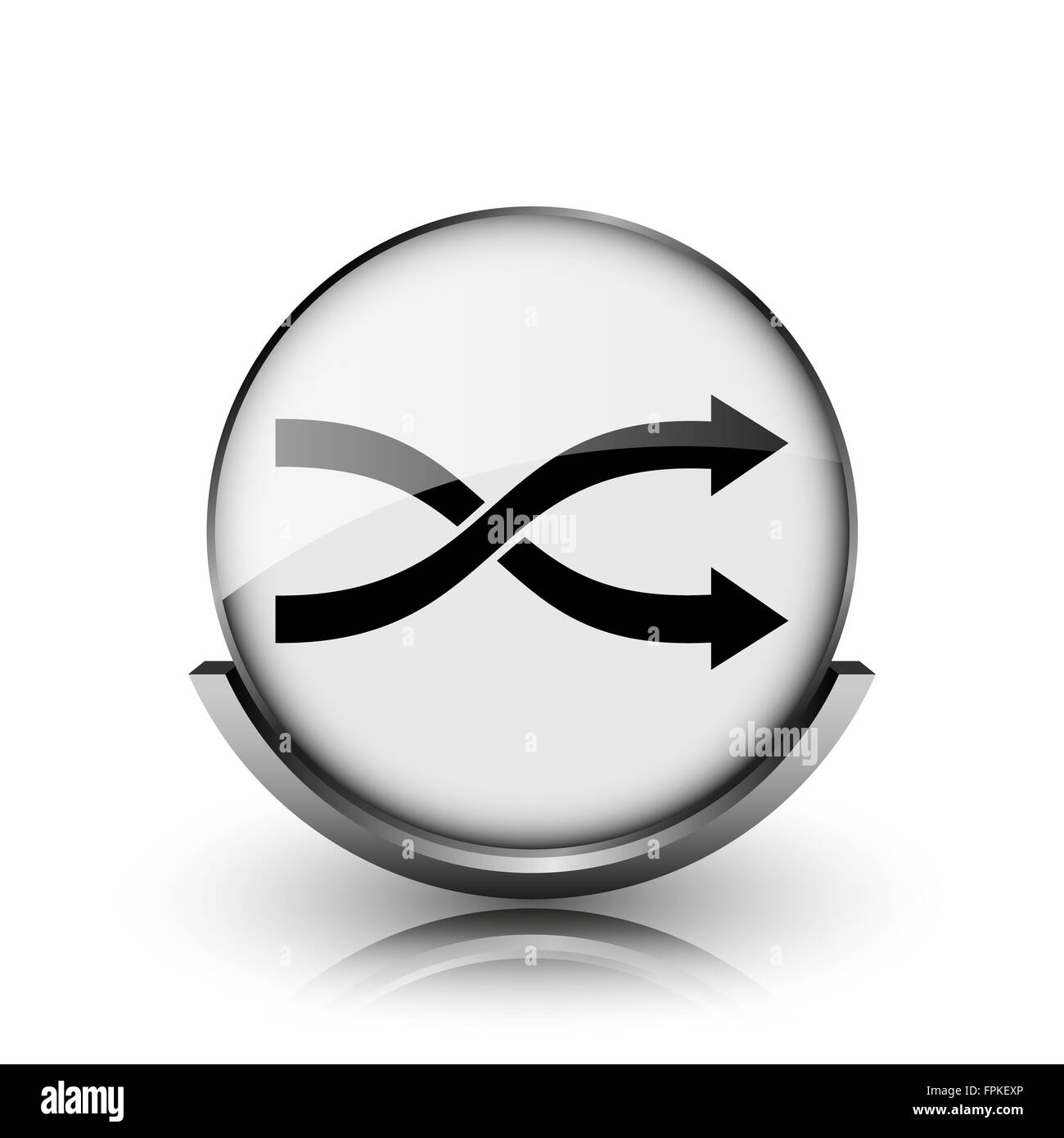 Shuffle icon. Shiny glossy internet button on white background Stock ...