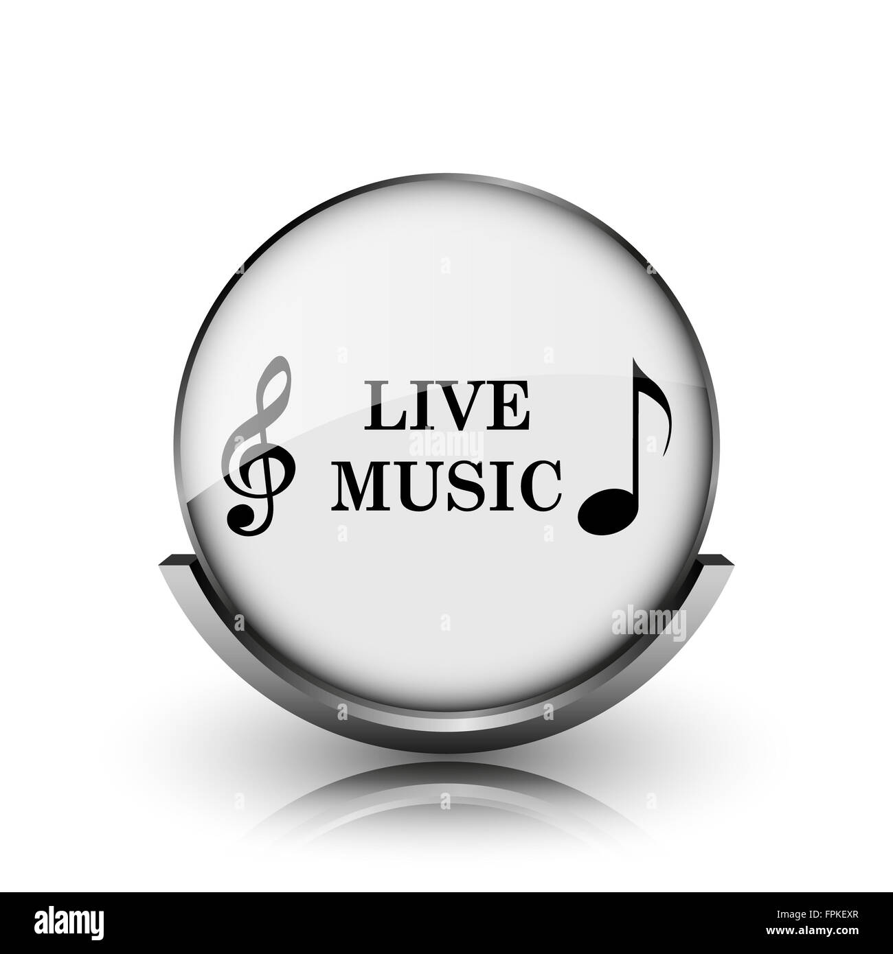 Live music icon. Shiny glossy internet button on white background Stock ...