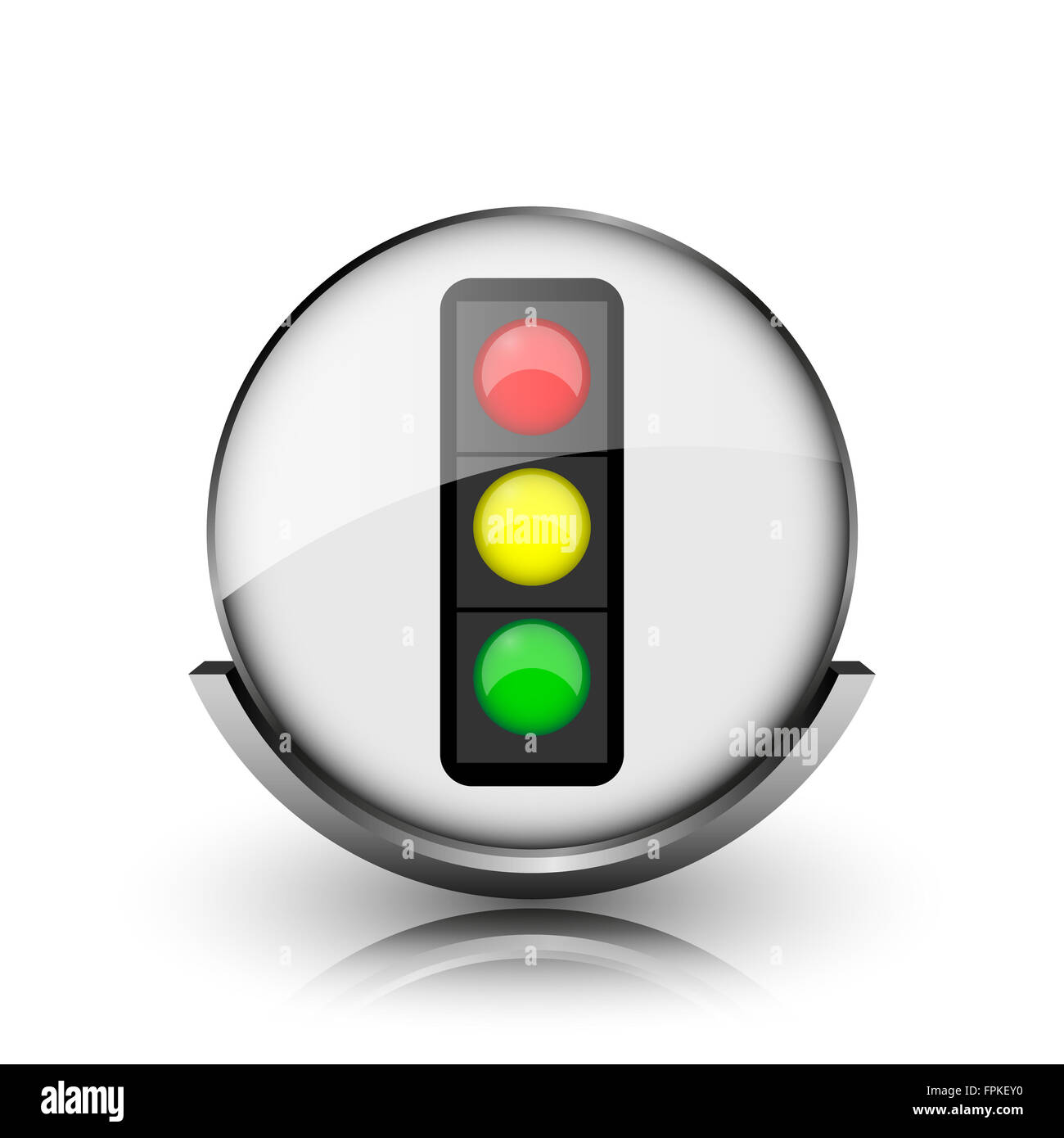 Traffic light icon. Shiny glossy internet button on white background ...