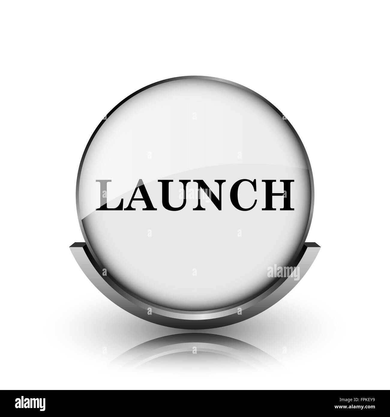 Launch icon. Shiny glossy internet button on white background Stock ...