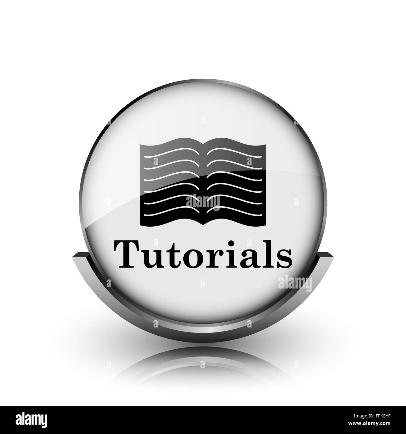 Tutorials icon. Shiny glossy internet button on white background Stock ...