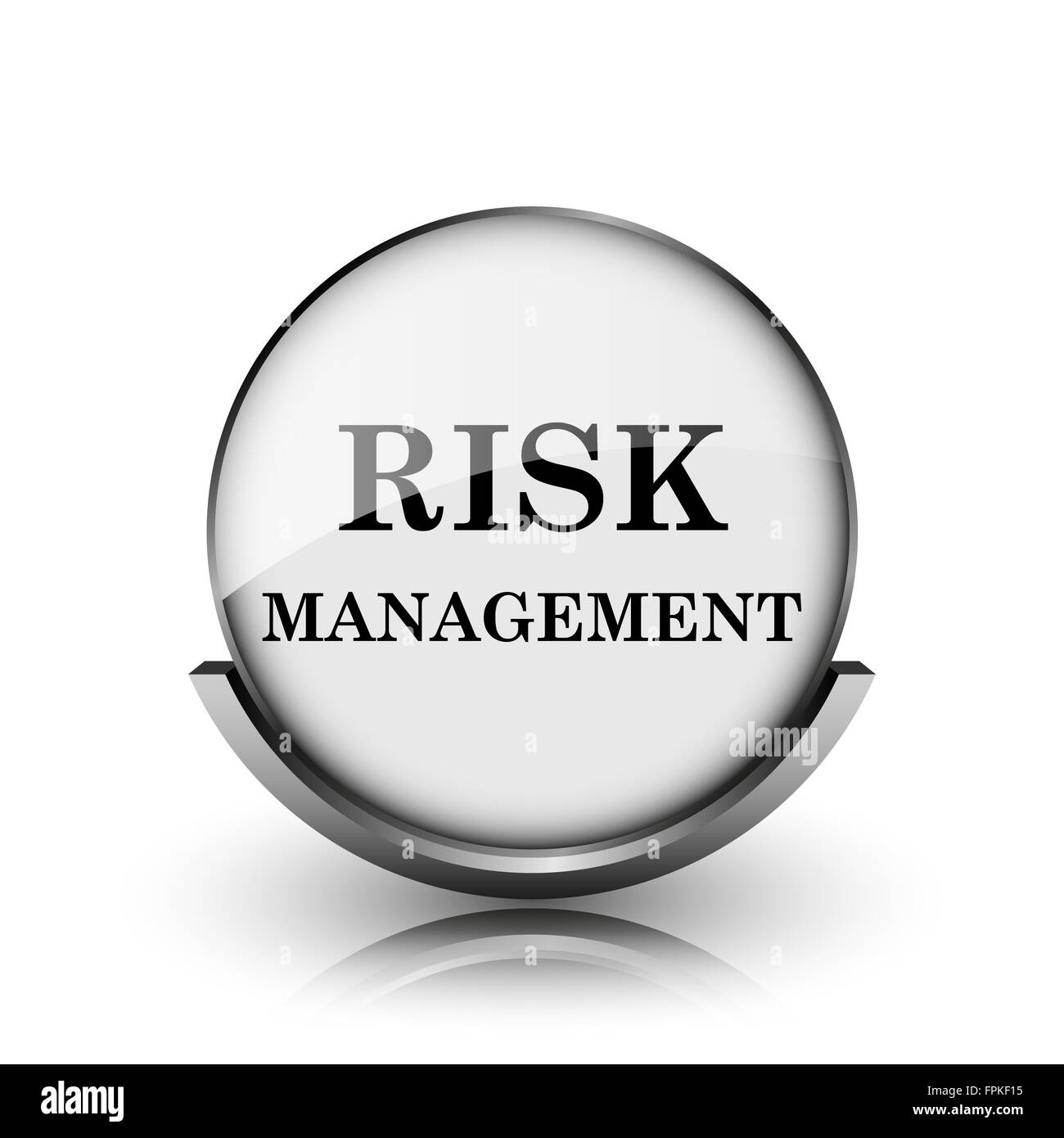 Risk management icon. Shiny glossy internet button on white background ...
