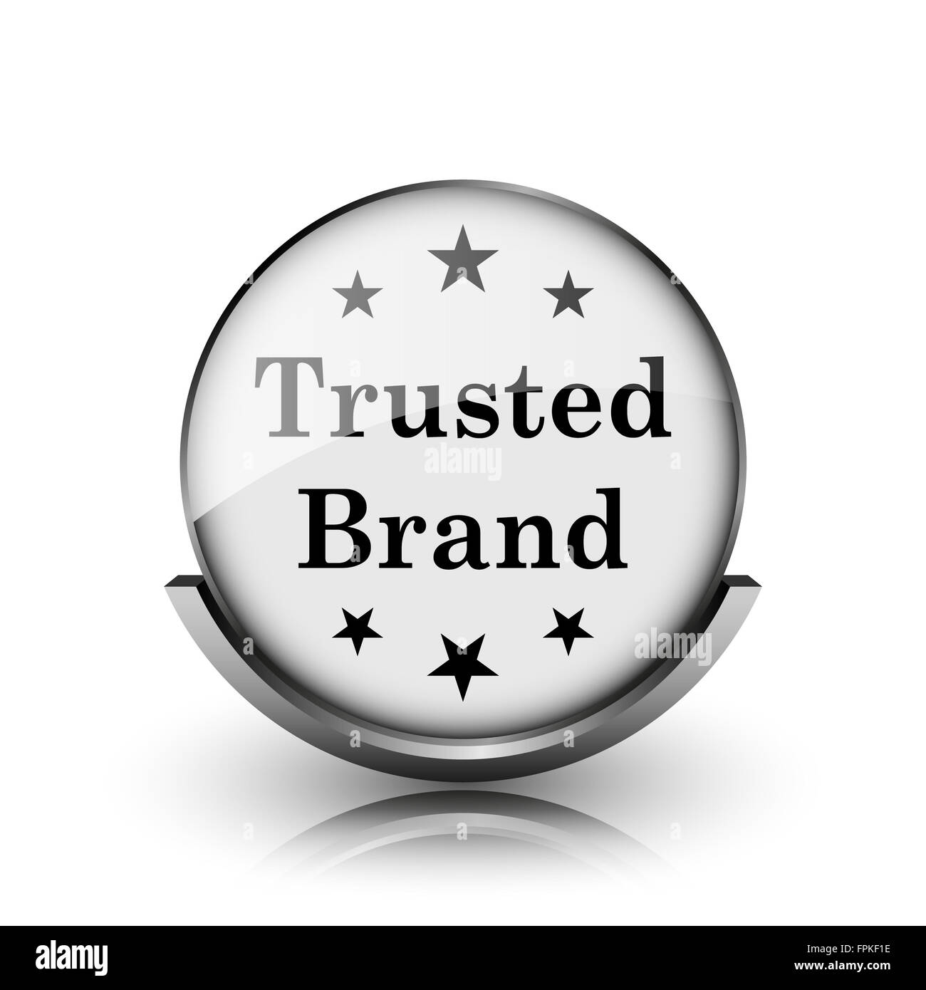 Trusted brand icon. Shiny glossy internet button on white background ...