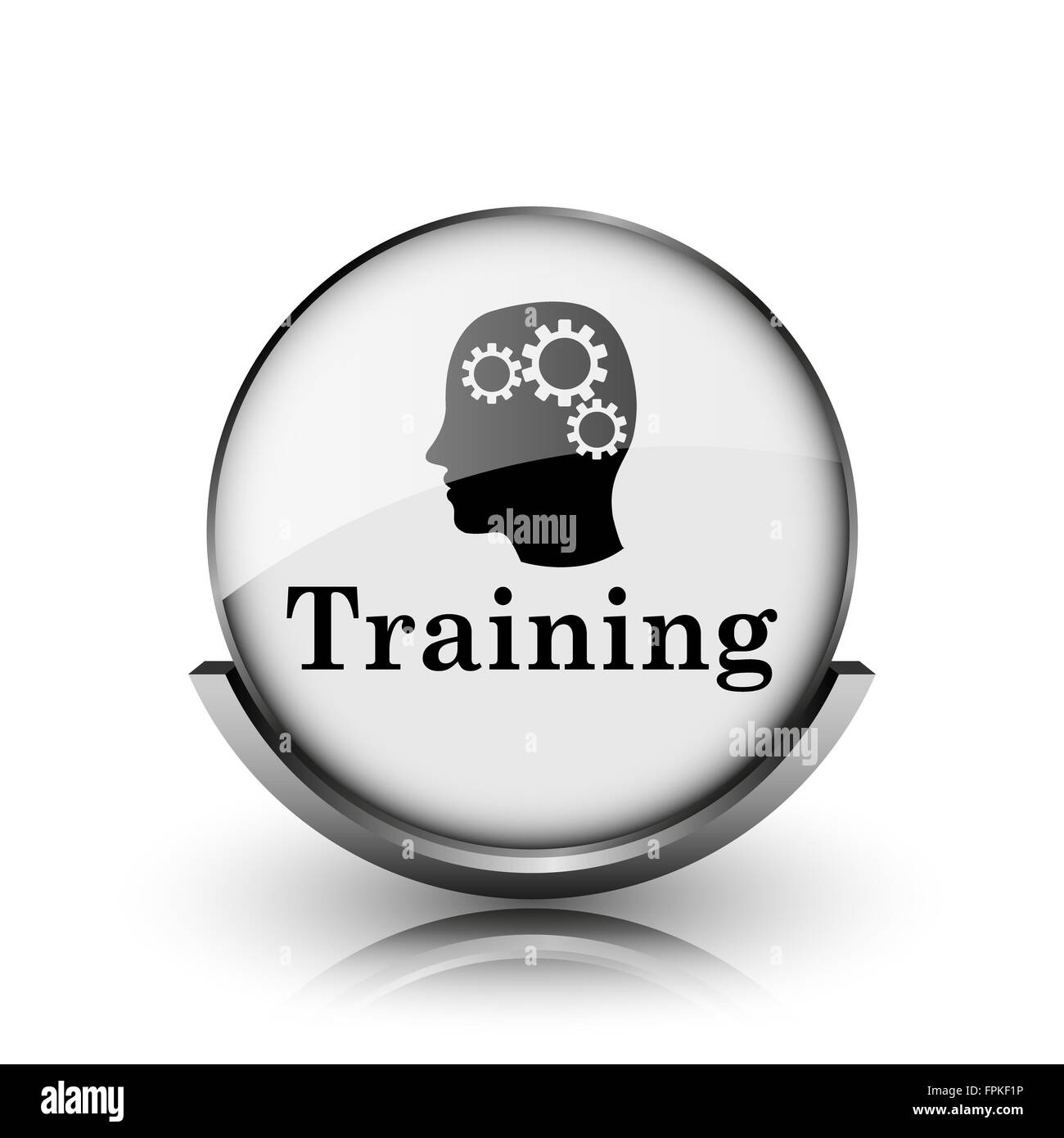 Training icon. Shiny glossy internet button on white background Stock ...
