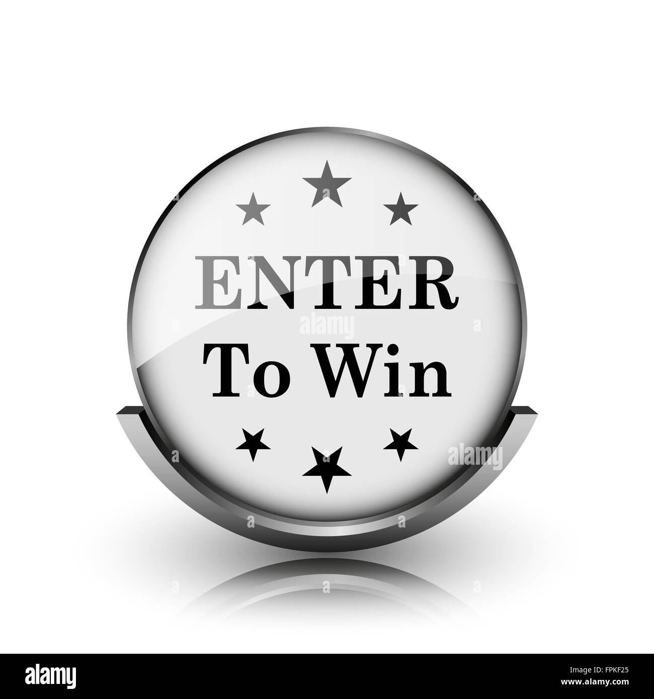 Enter to win icon. Shiny glossy internet button on white background ...