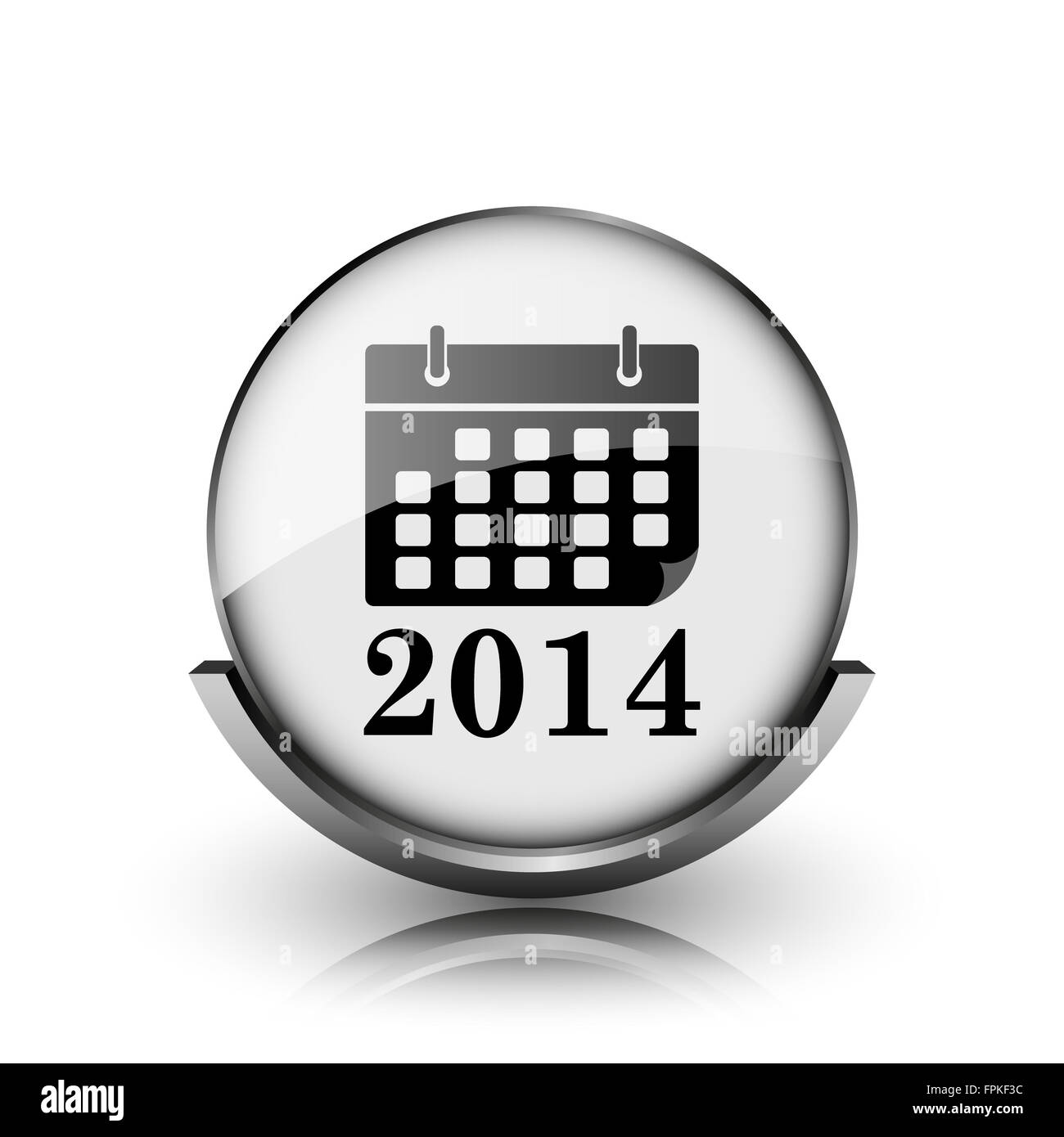 2014 calendar icon. Shiny glossy internet button on white background ...