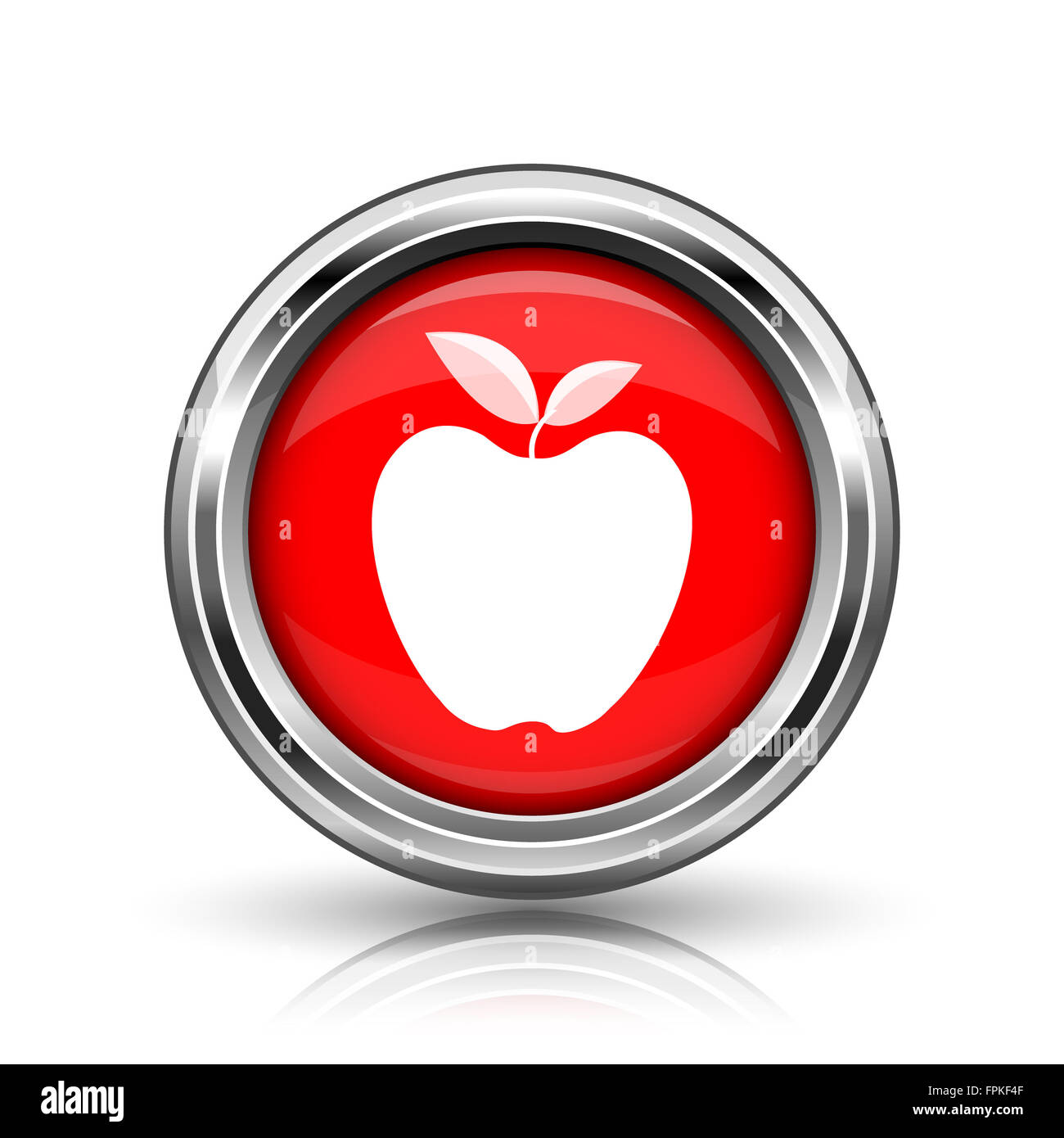 Apple icon. Shiny glossy internet button on white background Stock ...