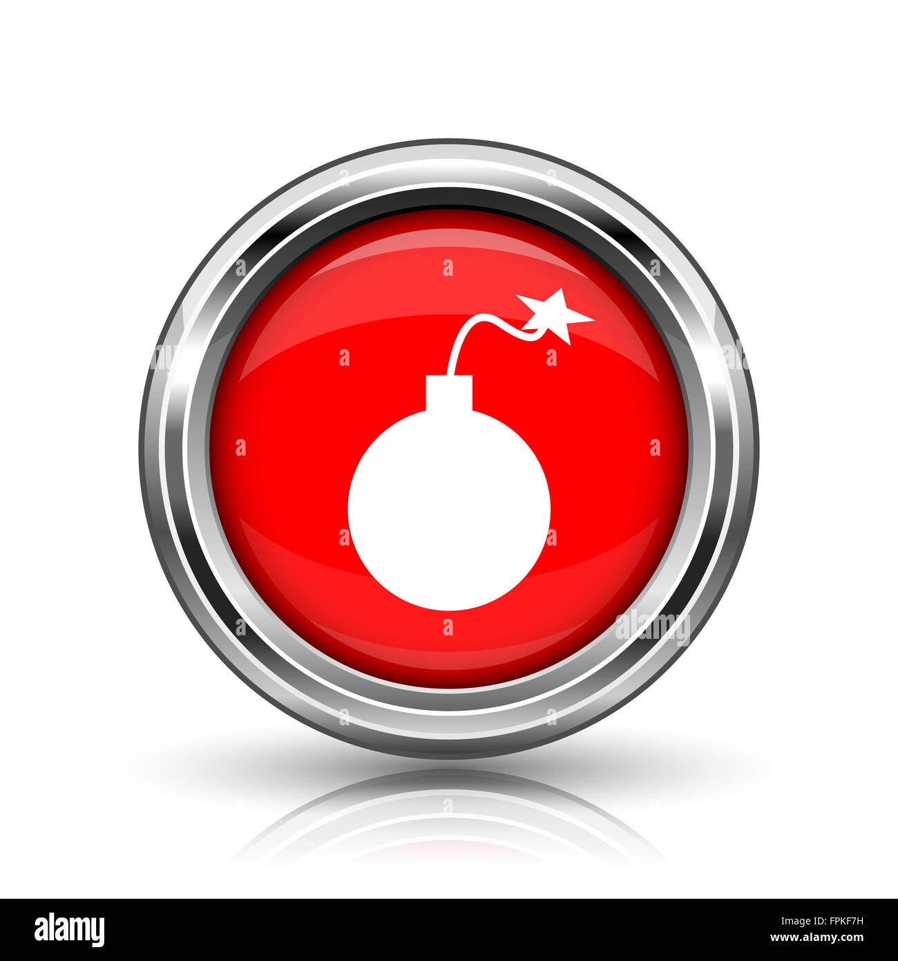 Bomb icon. Shiny glossy internet button on white background Stock Photo ...