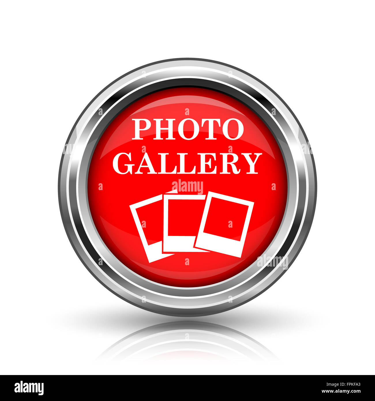 Photo gallery icon. Shiny glossy internet button on white background ...
