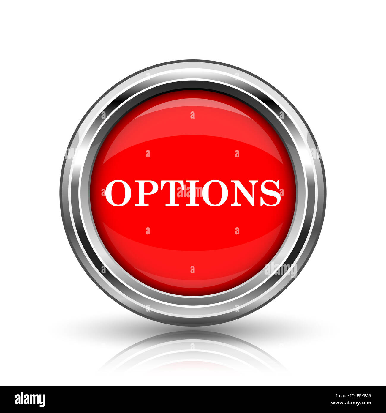 Options icon. Shiny glossy internet button on white background Stock ...