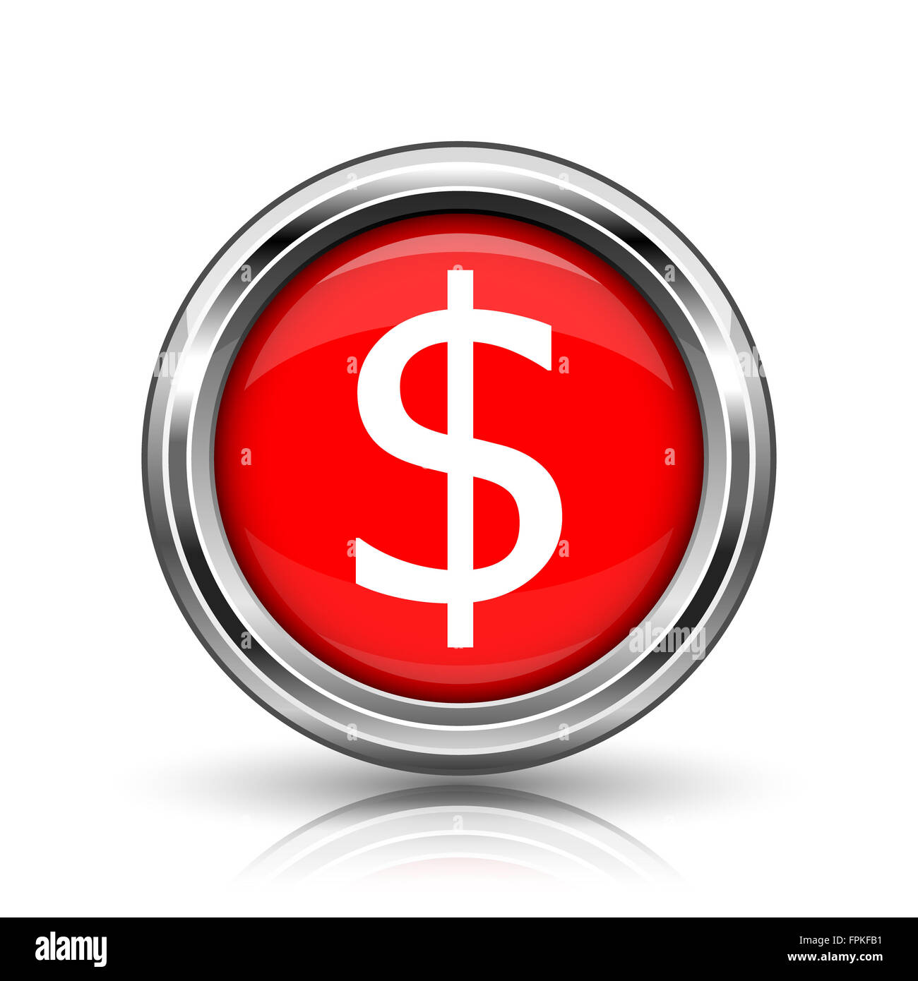 Dollar icon. Shiny glossy internet button on white background Stock ...