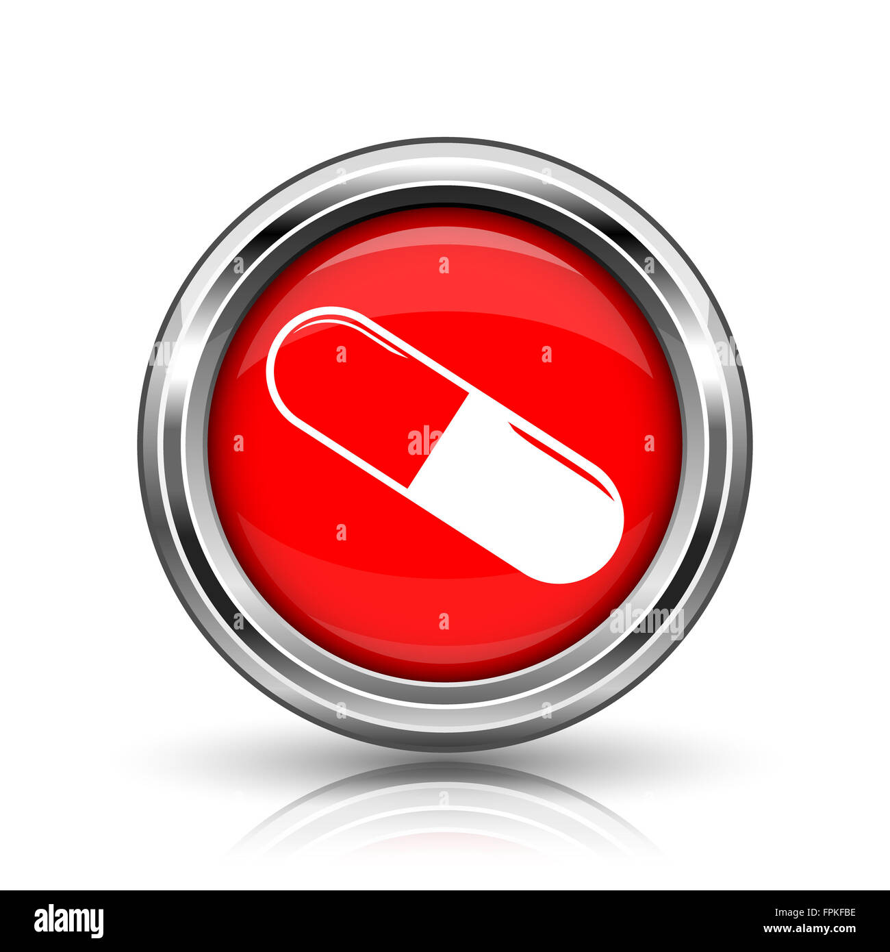 Pill icon. Shiny glossy internet button on white background Stock Photo ...