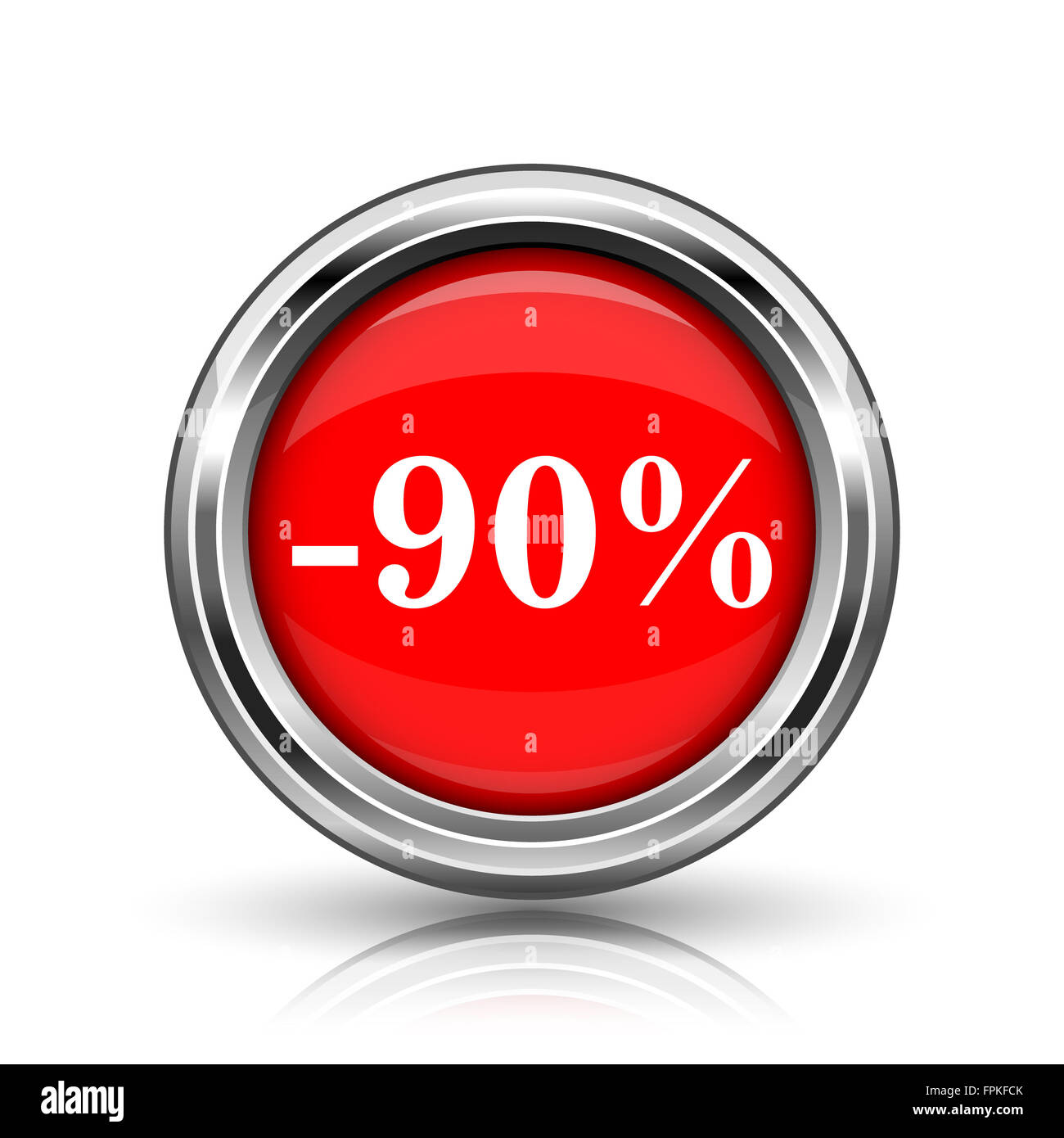90 percent discount icon. Shiny glossy internet button on white ...