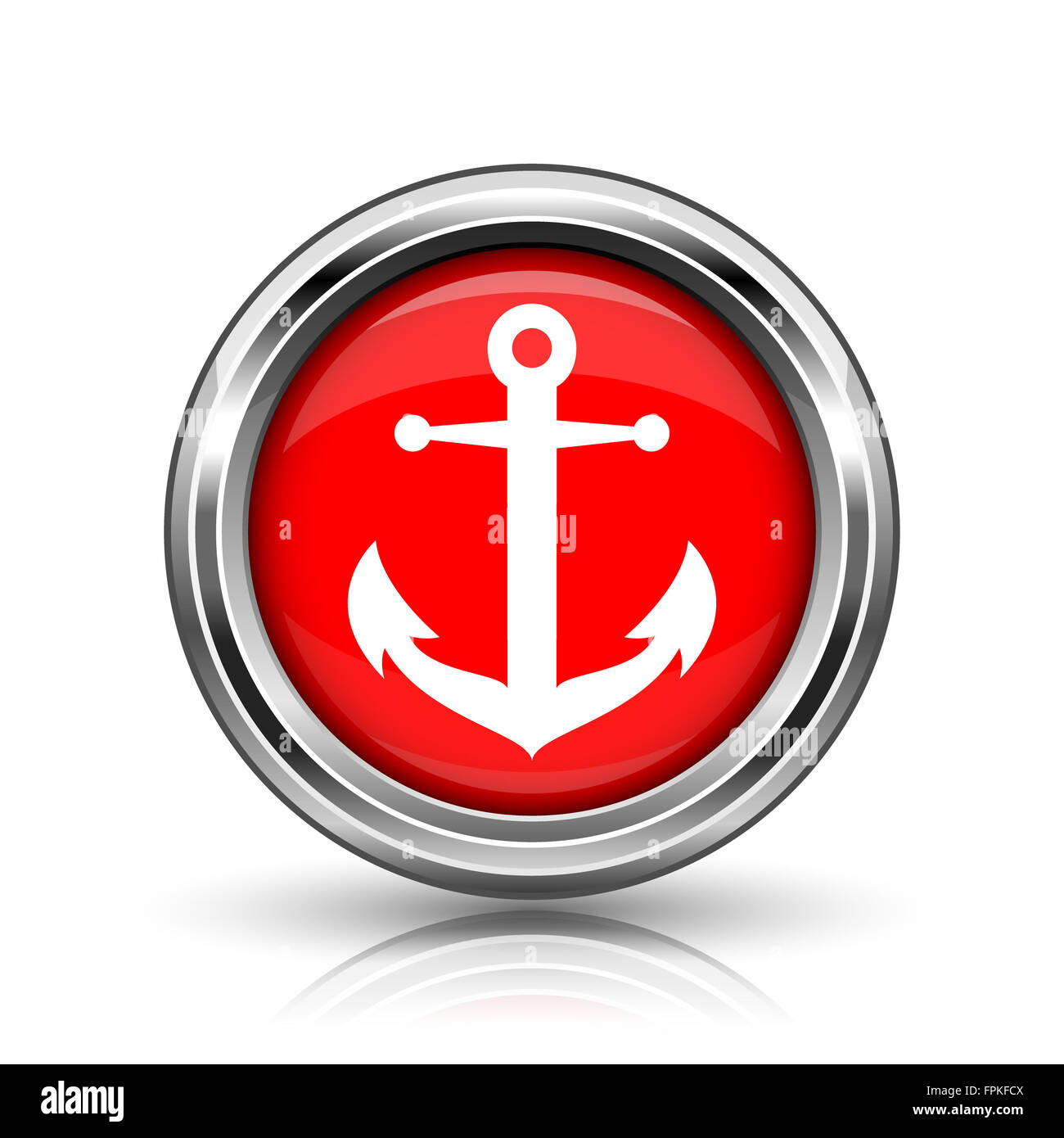 Anchor icon. Shiny glossy internet button on white background Stock ...