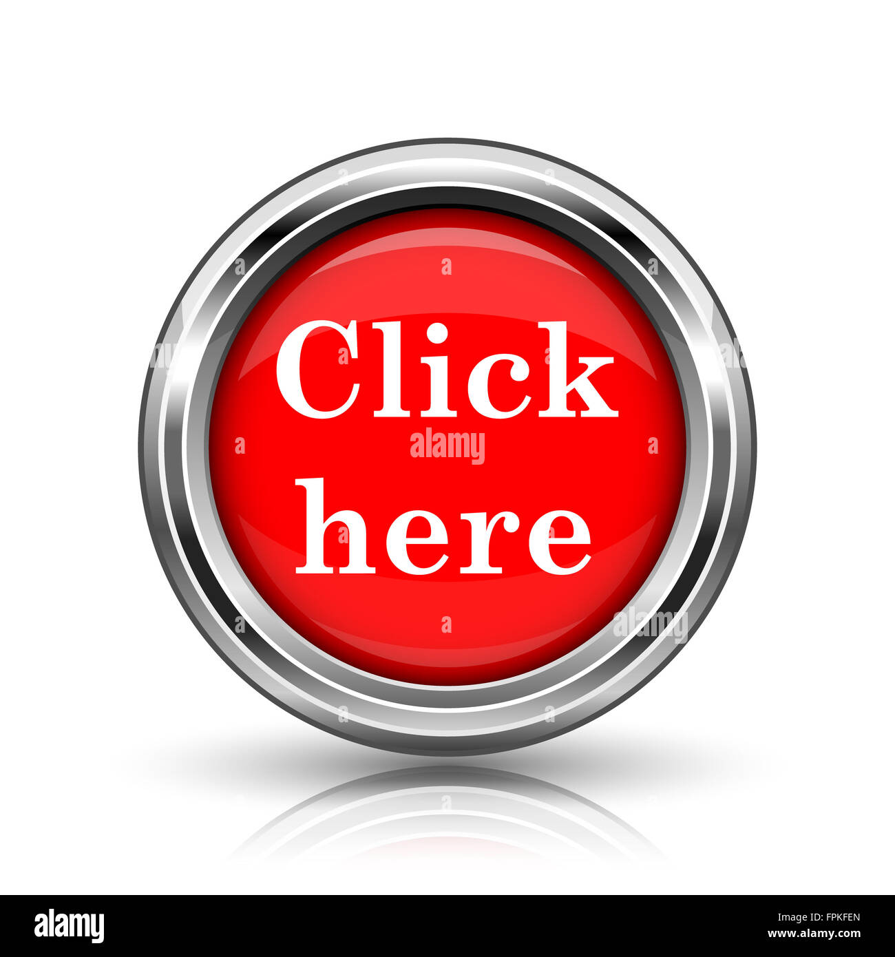 Click here icon. Shiny glossy internet button on white background Stock ...