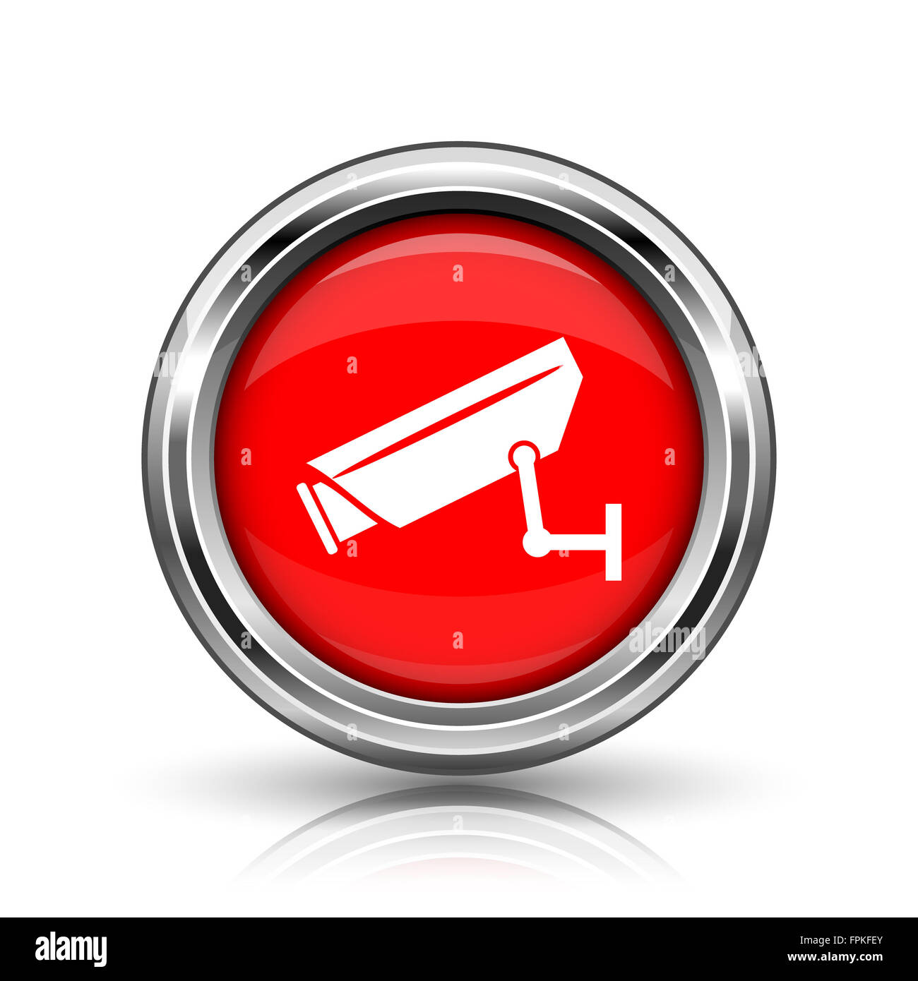 Surveillance camera icon. Shiny glossy internet button on white ...