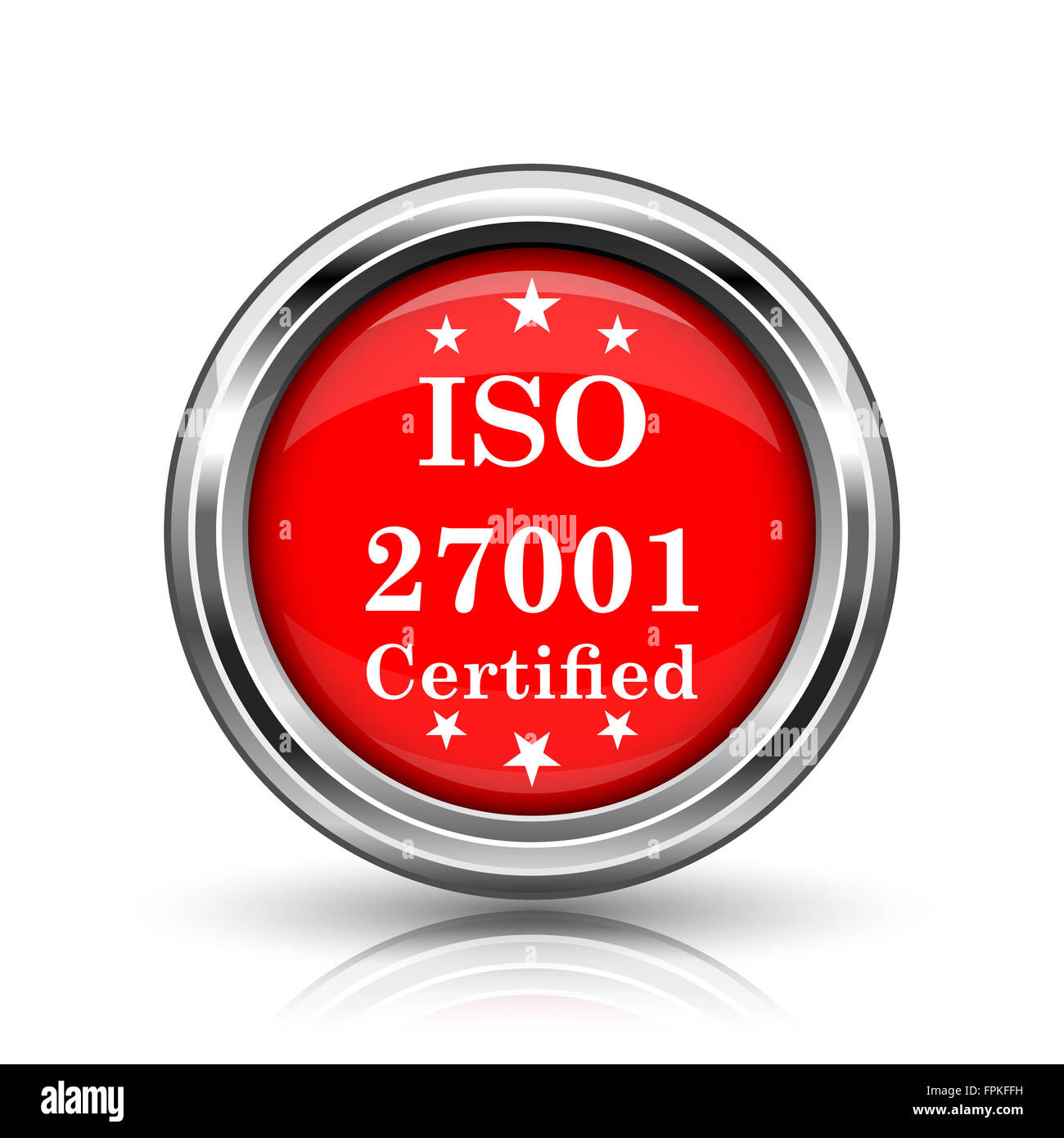 ISO 27001 icon. Shiny glossy internet button on white background Stock ...