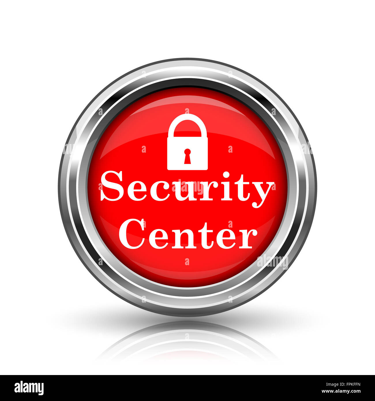 Security center icon. Shiny glossy internet button on white background ...