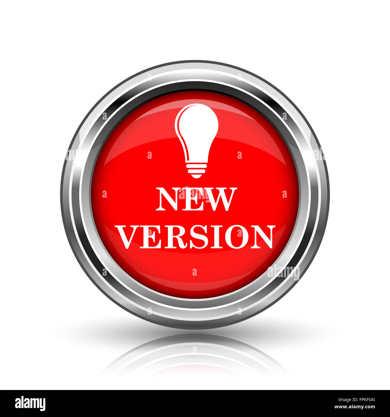 New version icon. Shiny glossy internet button on white background ...