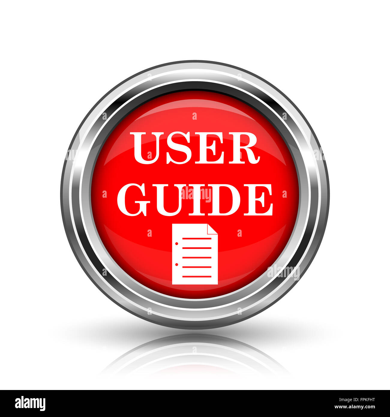 User guide icon. Shiny glossy internet button on white background Stock ...