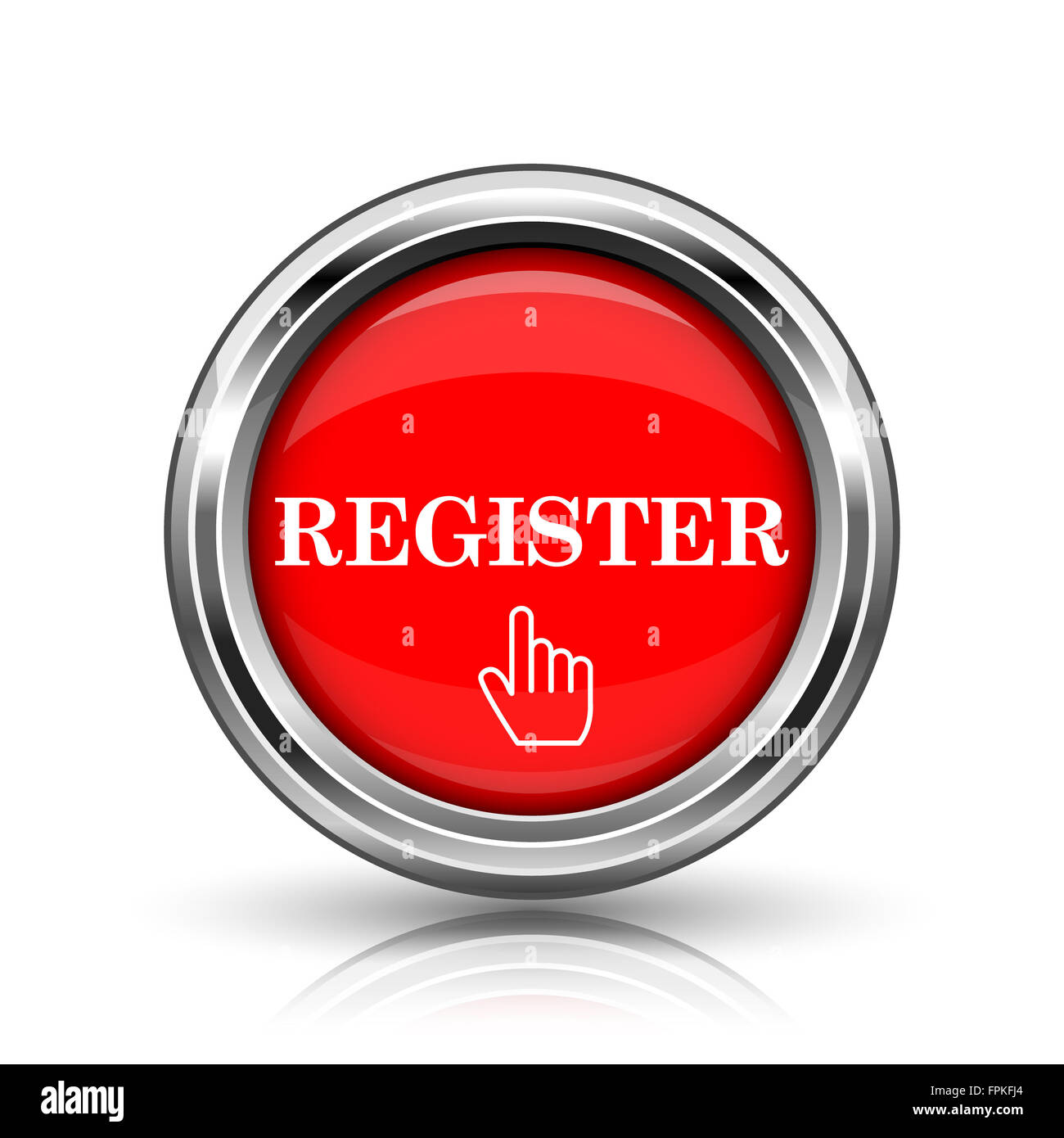 Register icon. Shiny glossy internet button on white background Stock ...