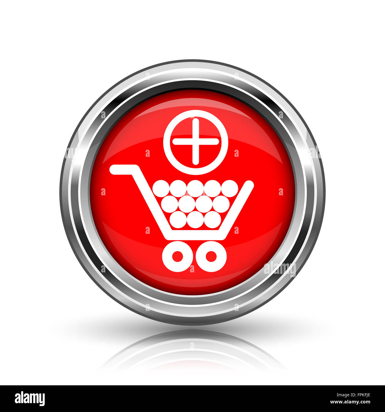 Add to shopping cart icon. Shiny glossy internet button on white ...