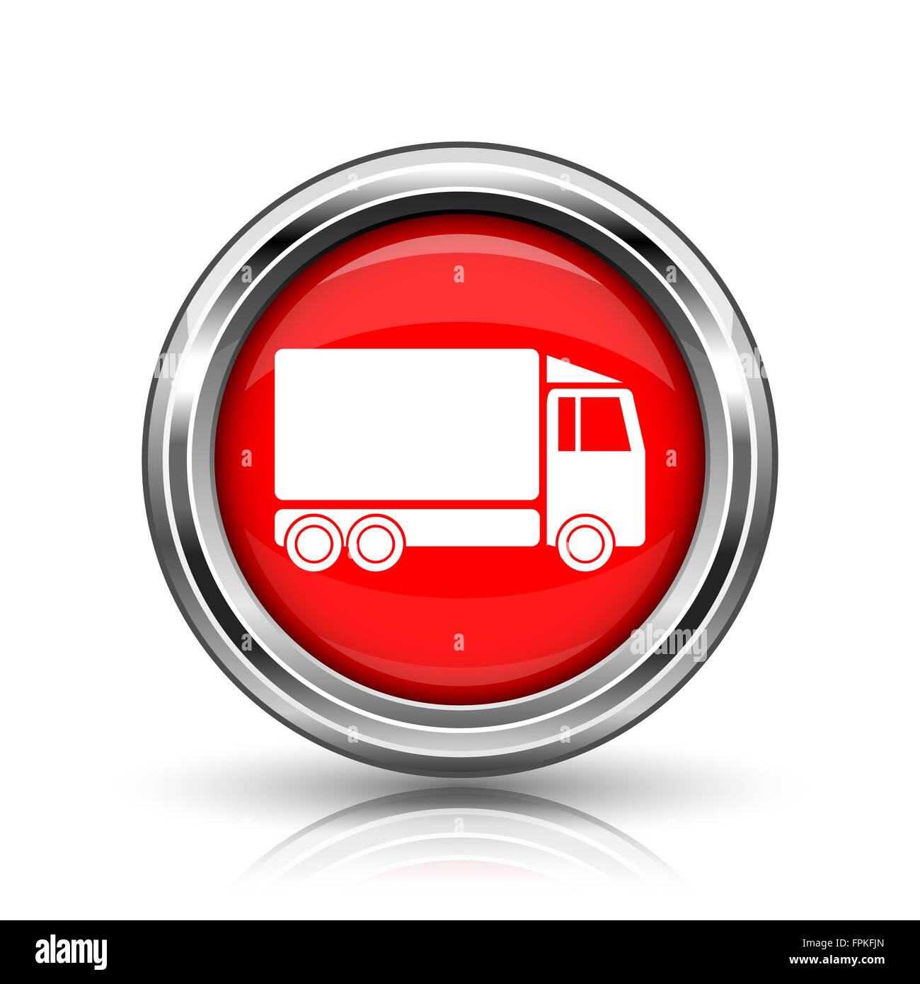 Truck icon. Shiny glossy internet button on white background Stock ...