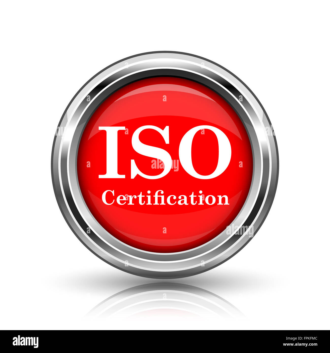 ISO certification icon. Shiny glossy internet button on white ...