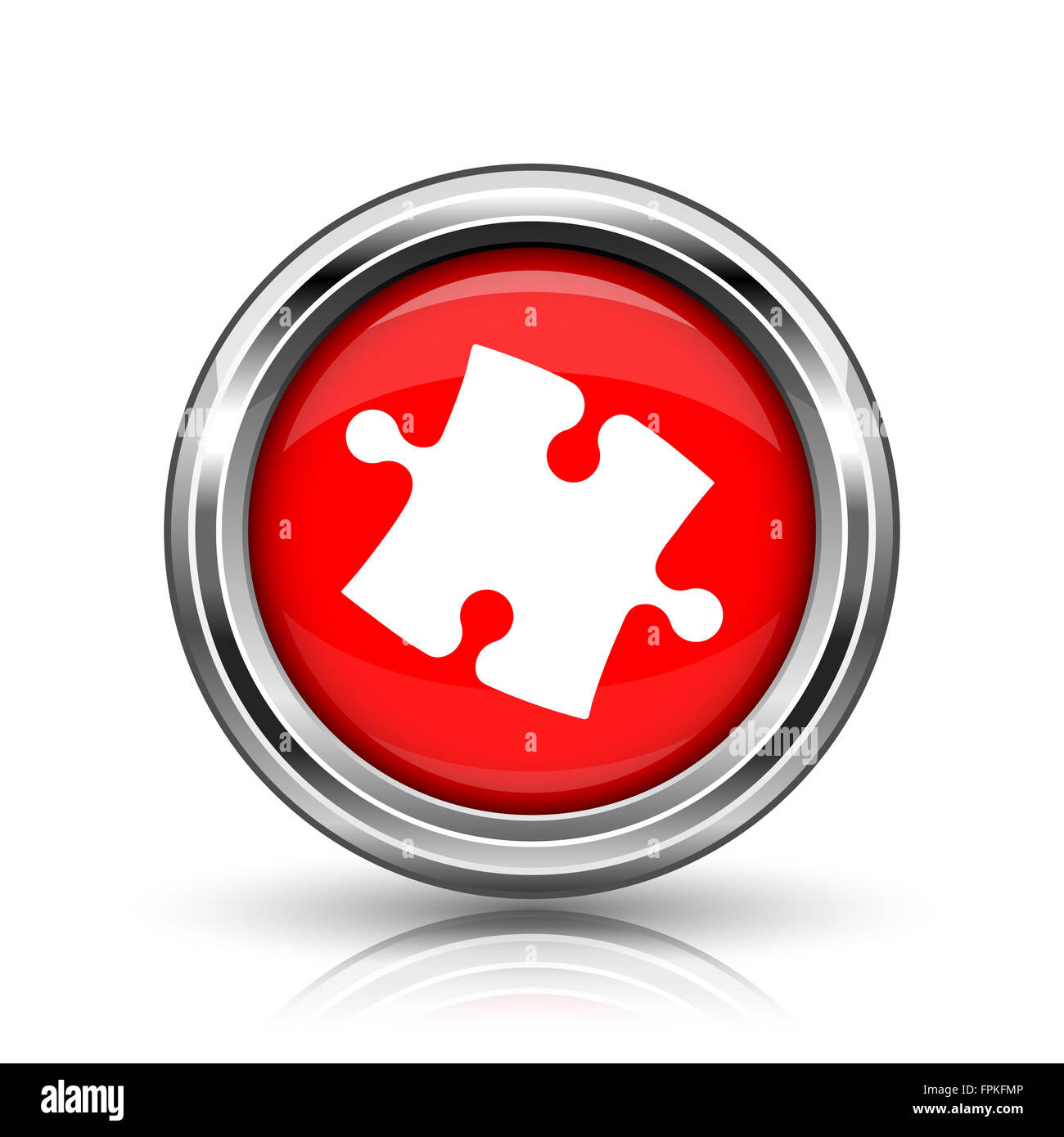 Puzzle piece icon. Shiny glossy internet button on white background ...