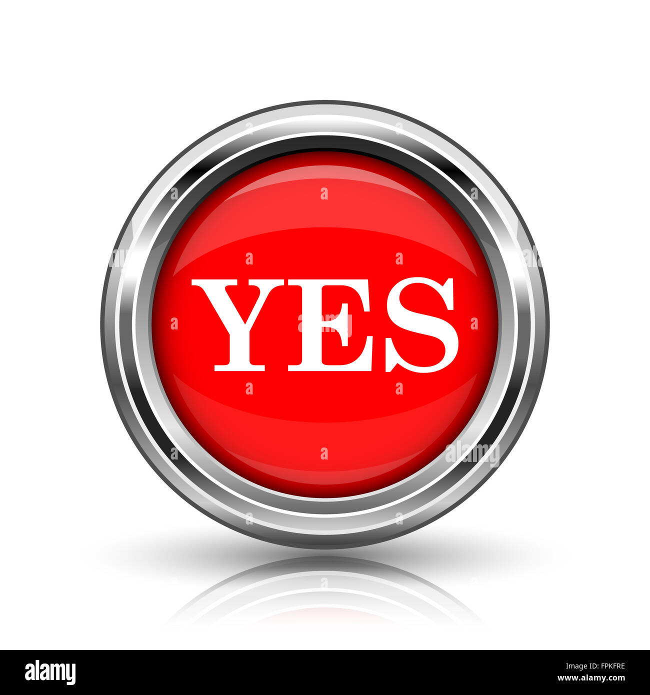 Yes icon. Shiny glossy internet button on white background Stock Photo ...