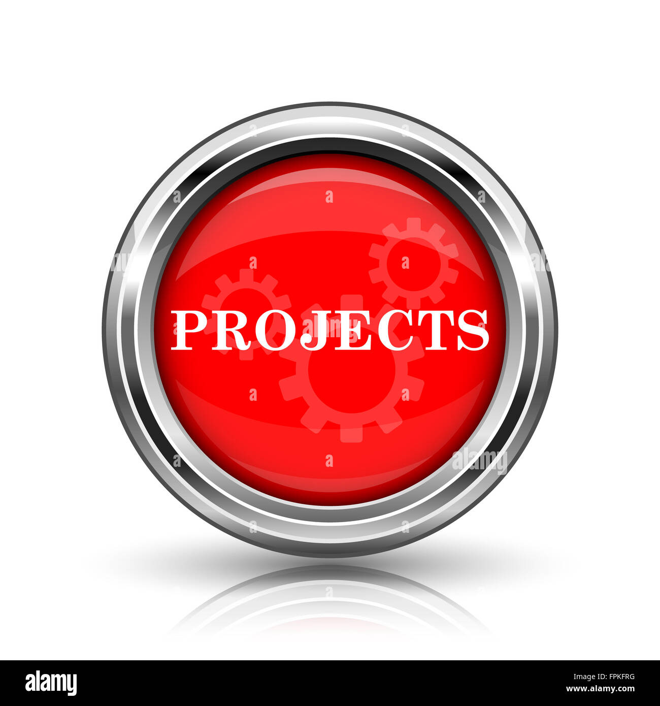 Projects icon. Shiny glossy internet button on white background Stock ...