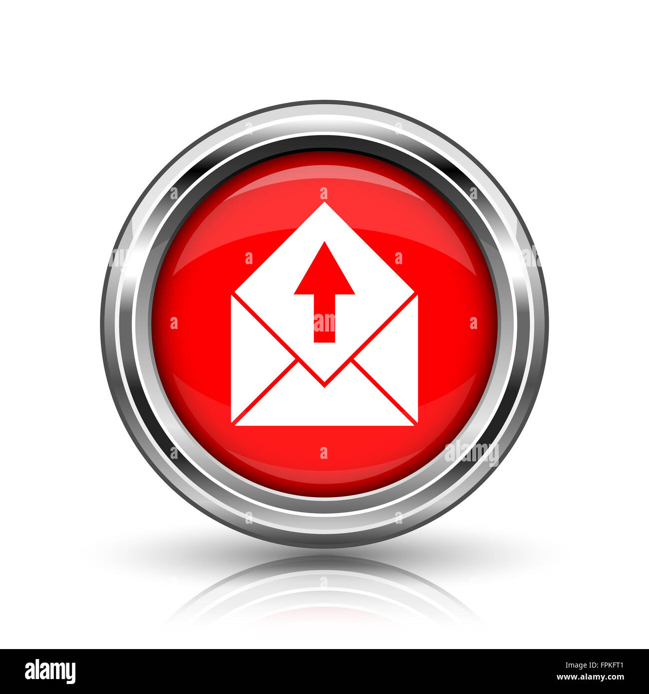Send e-mail icon. Shiny glossy internet button on white background ...