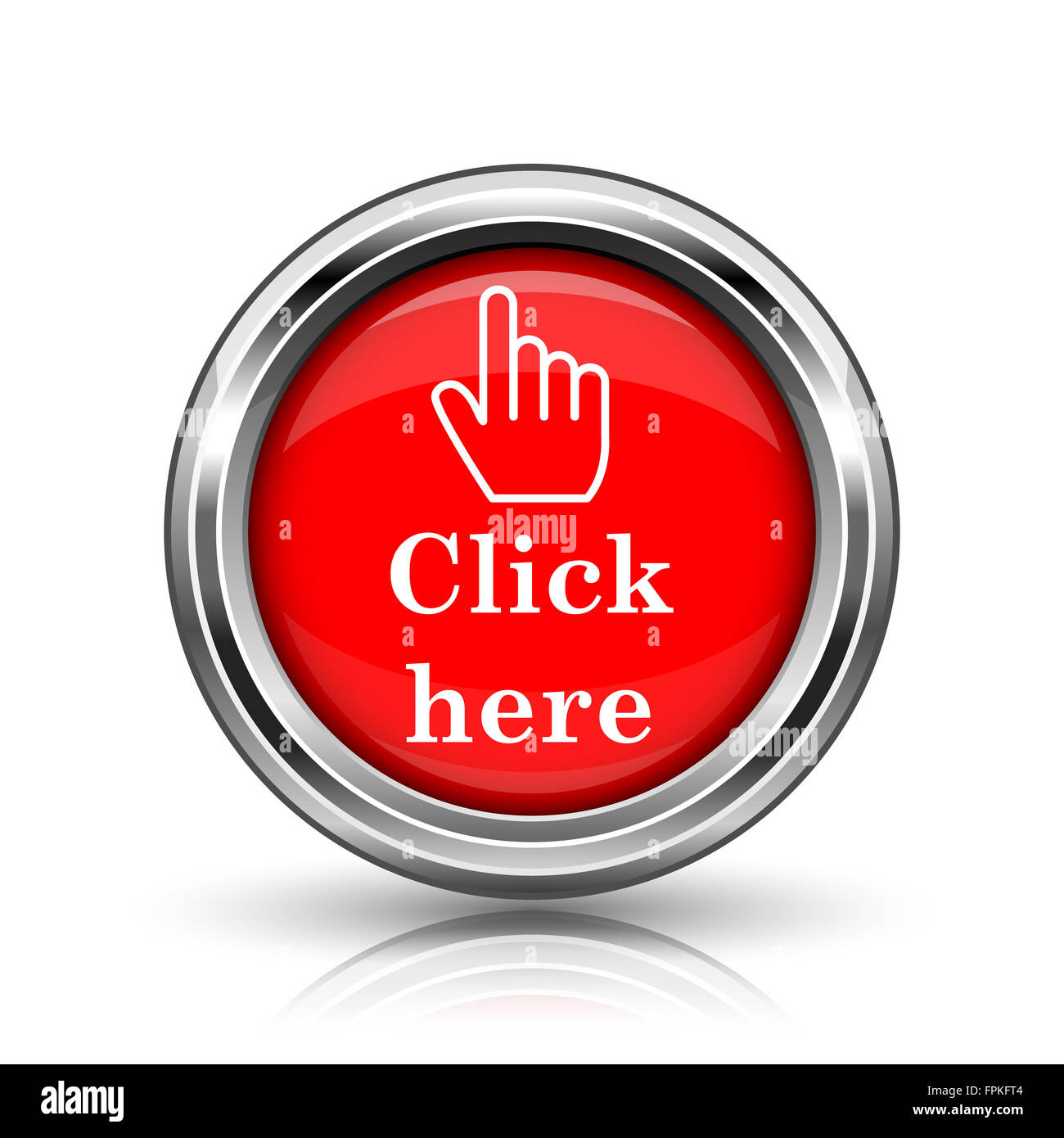 Click here icon. Shiny glossy internet button on white background Stock ...