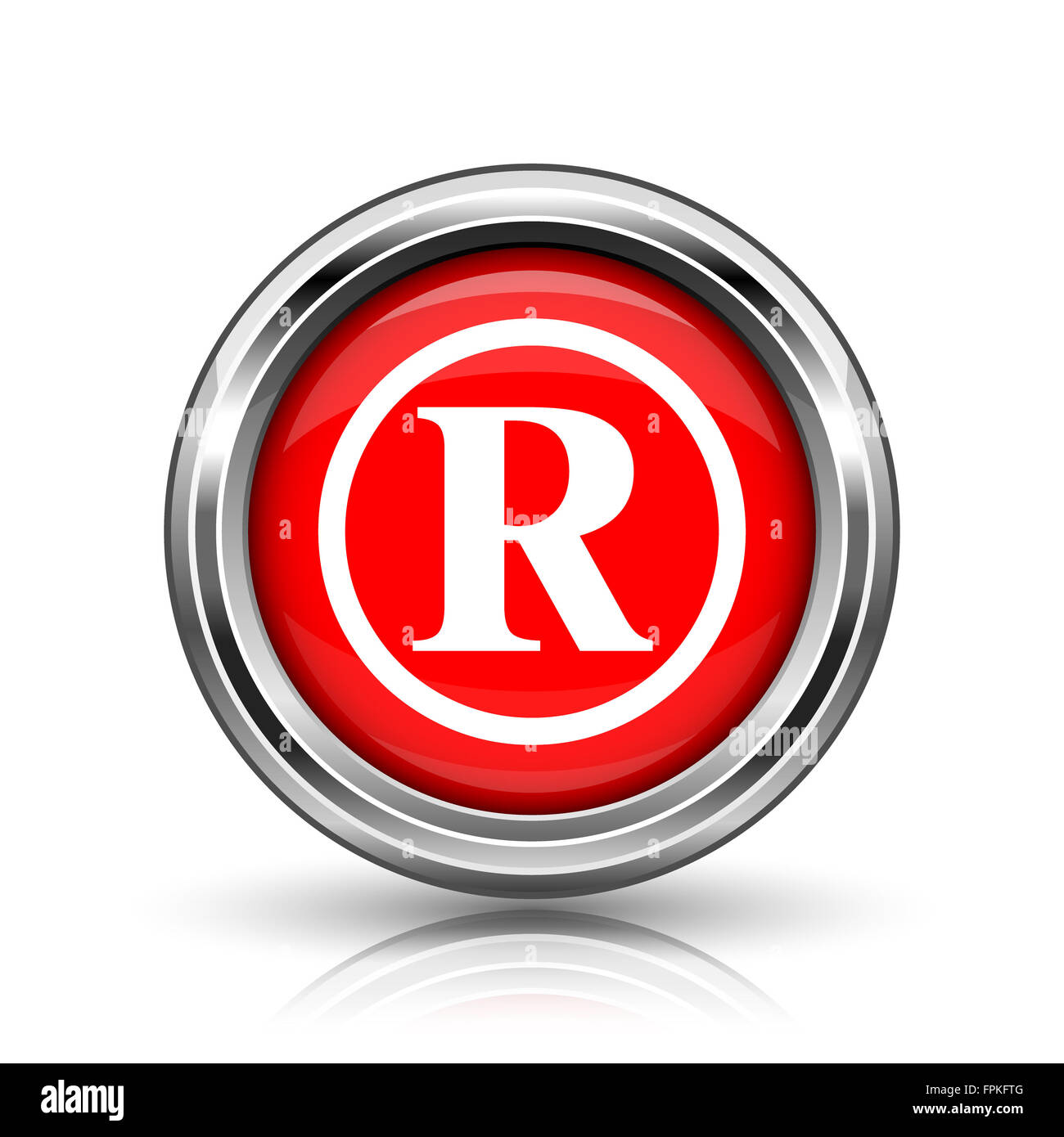 Registered mark icon. Shiny glossy internet button on white background ...