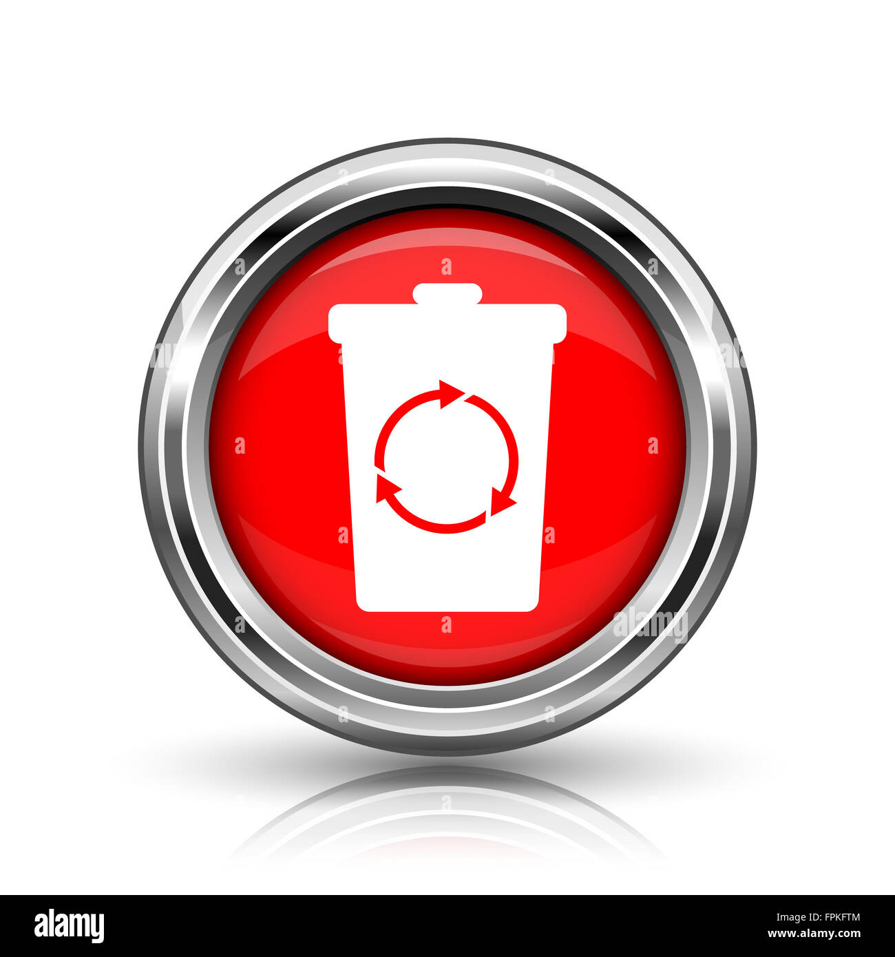Recycle bin icon. Shiny glossy internet button on white background ...