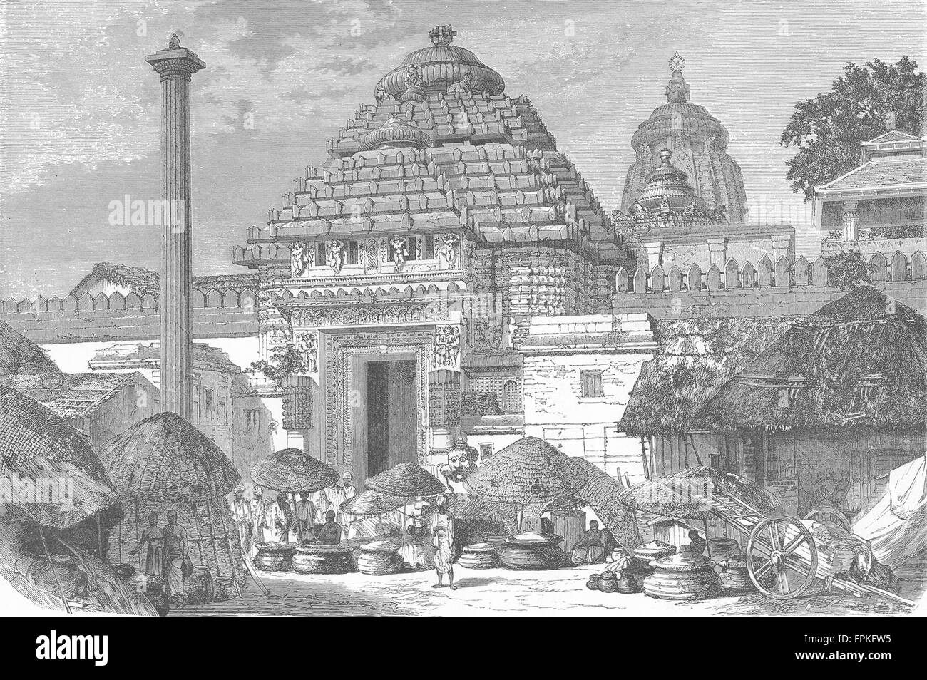 INDIA: Temples: Main entry to Temple of Juggernath, antique print 1880 ...