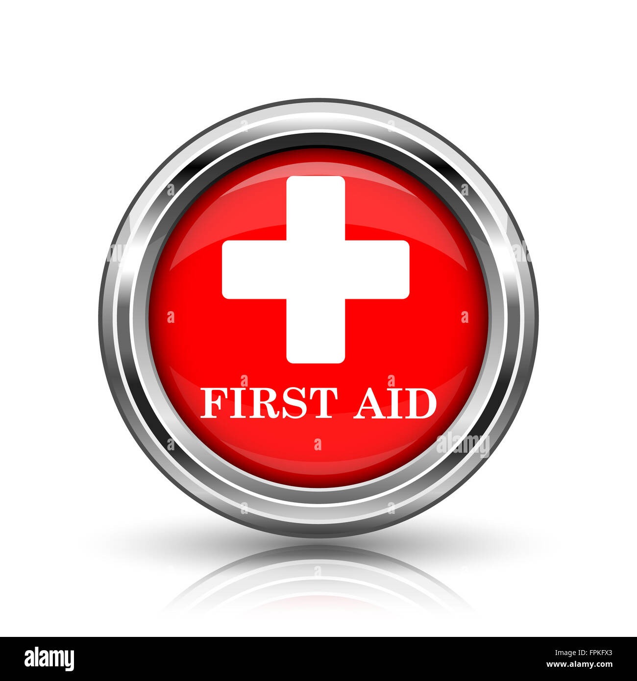 First aid icon. Shiny glossy internet button on white background Stock ...