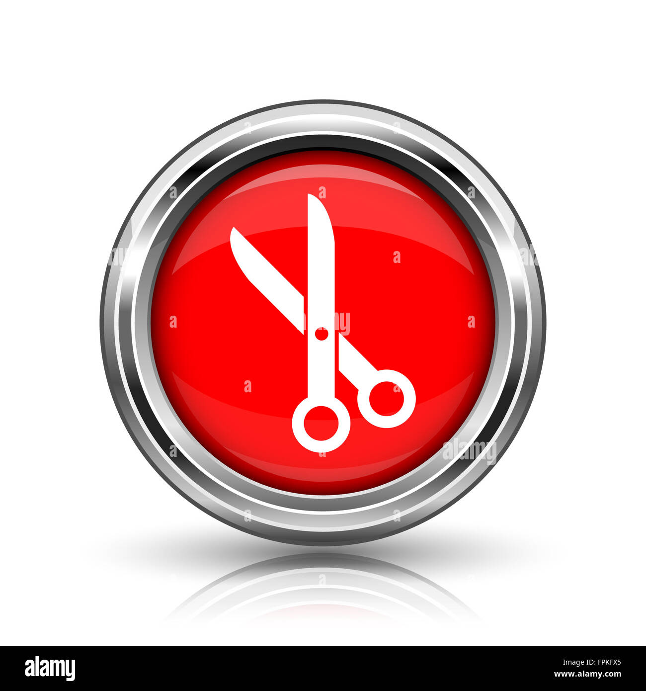 Cut icon. Shiny glossy internet button on white background Stock Photo ...