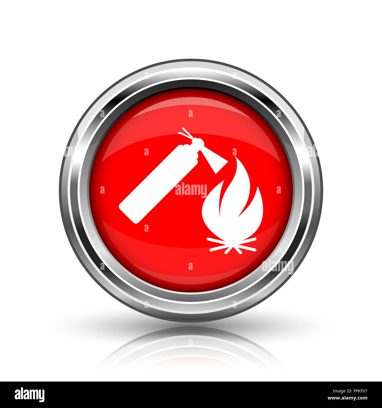 Fire icon. Shiny glossy internet button on white background Stock Photo ...
