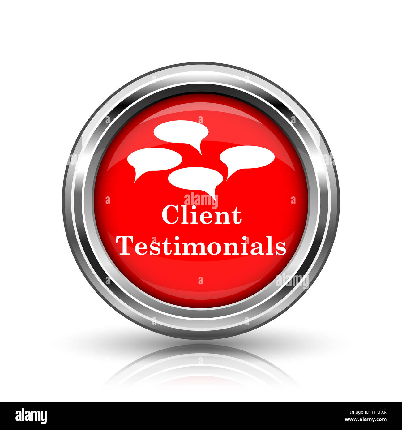 Client testimonials icon. Shiny glossy internet button on white ...
